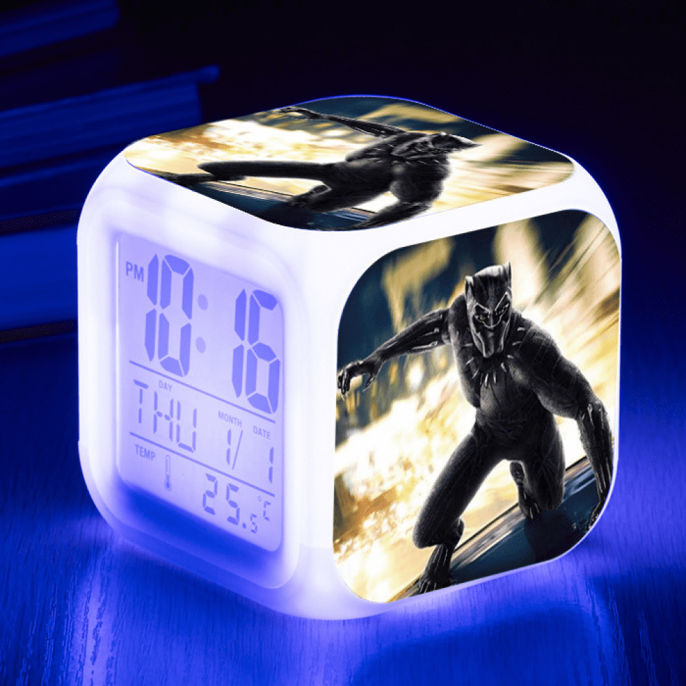 Hfnggwee Digital Alarm Clock for Kids, Cartoon Black Panther Pattern 7 ...