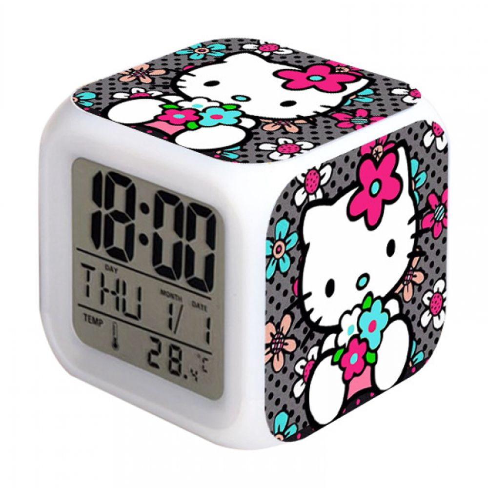 Hfnggwee Digital Alarm Clock for Kids, Cartoon Hello Kitty Pattern 7 ...