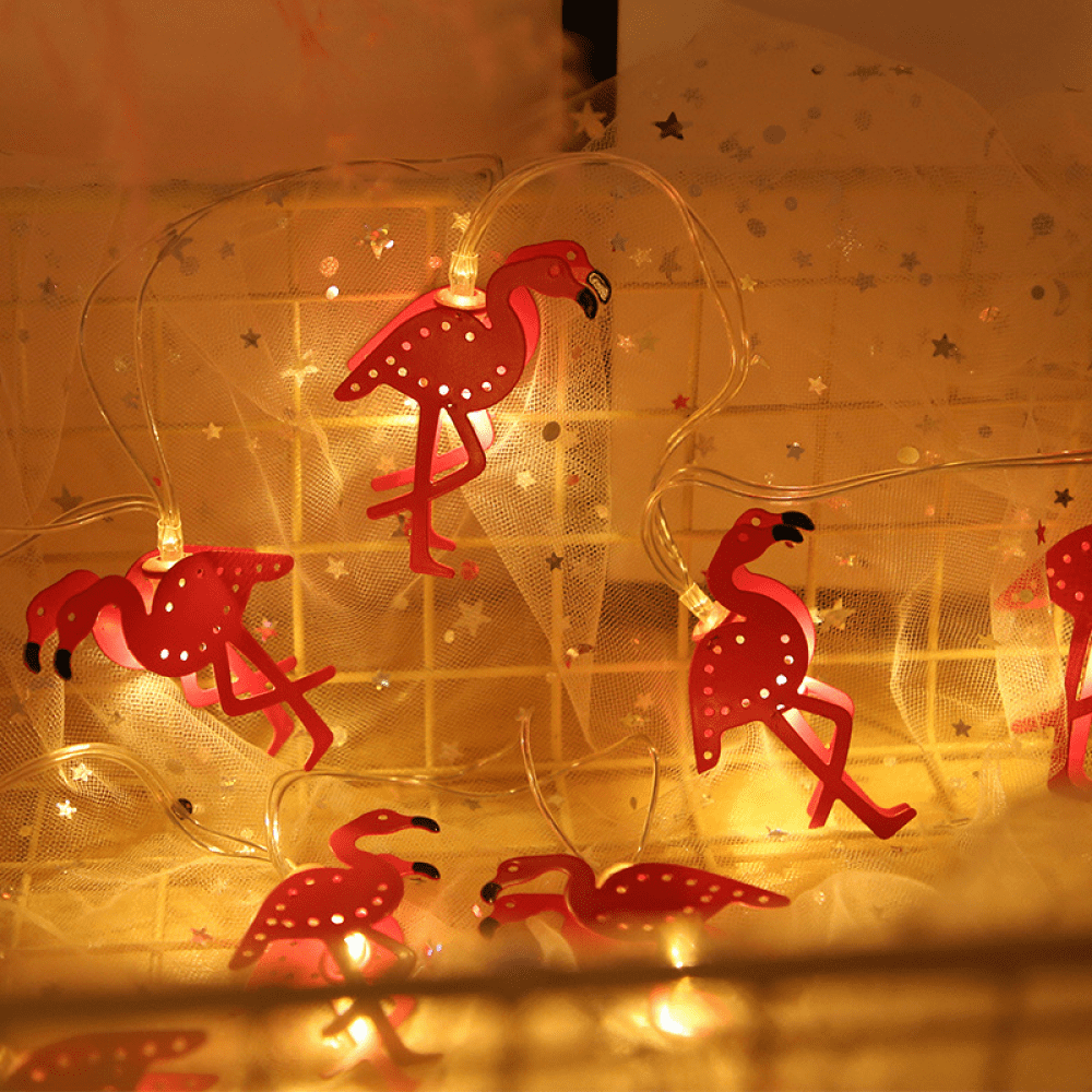 Hfnggwee Flamingo Christmas String Lights - Wrought Iron Lantern ...