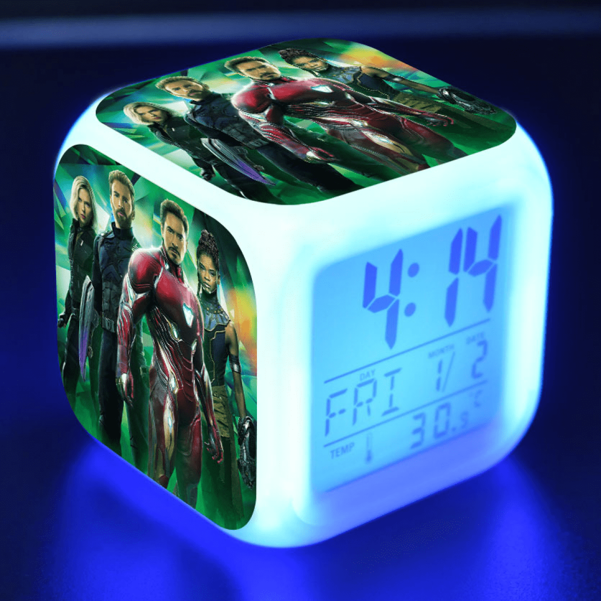 Hfnggwee LED Alarm Clock Avengers Superhero Pattern Creative Desk Table ...