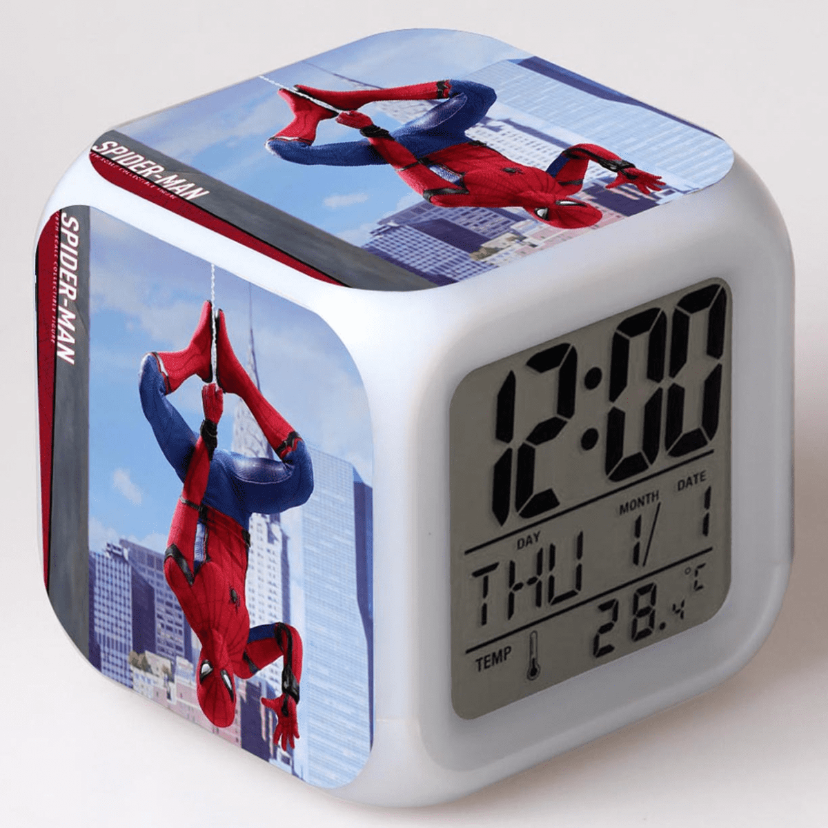 Hfnggwee LED Alarm Clock Spiderman Pattern Creative Desk Table Clock ...