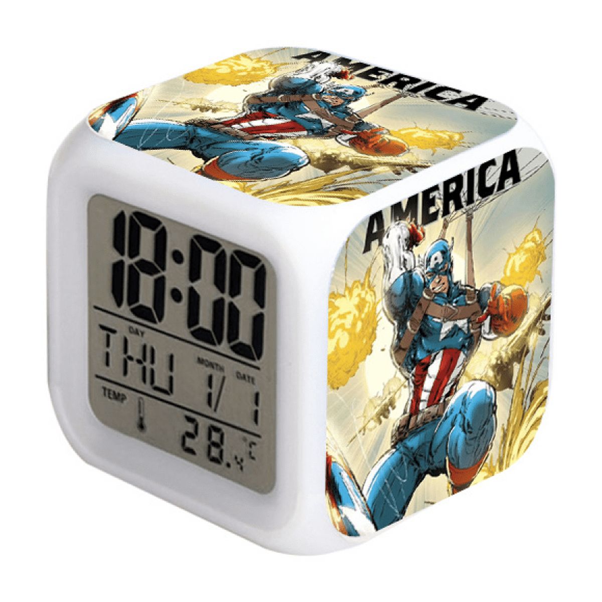 Hfnggwee LED Alarm Clock Super Hero Pattern Creative Desk Table Clock ...