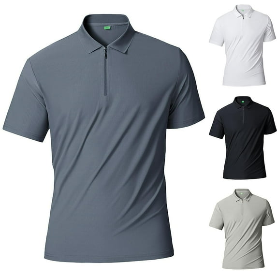 Hfnxid Half Zipper Mens Shirt Moisture Wicking Quick-Dry Short Sleeve ...
