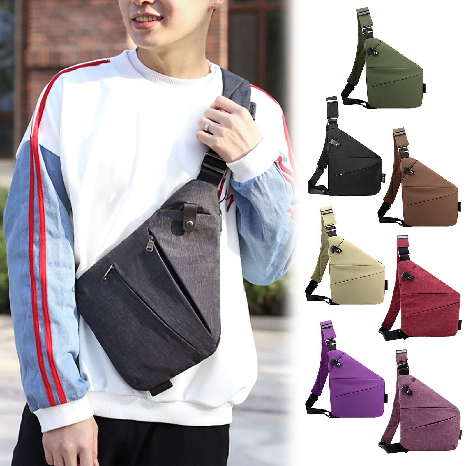 Hfnxid Hiking Sling Bag Anti-Thief Crossbody Personal Pocket Bag for ...