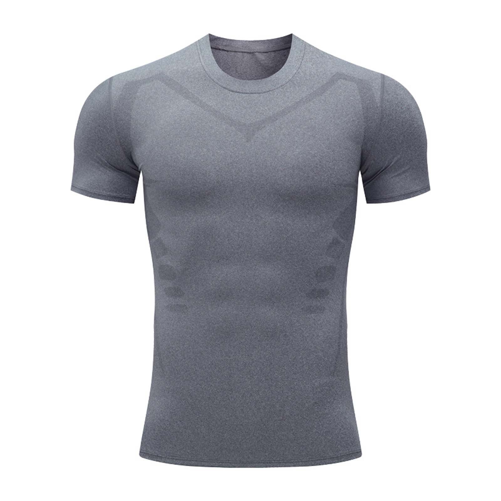 Hfnxid Men's Compression Shirts, Short Sleeve Athletic Compression Tops ...
