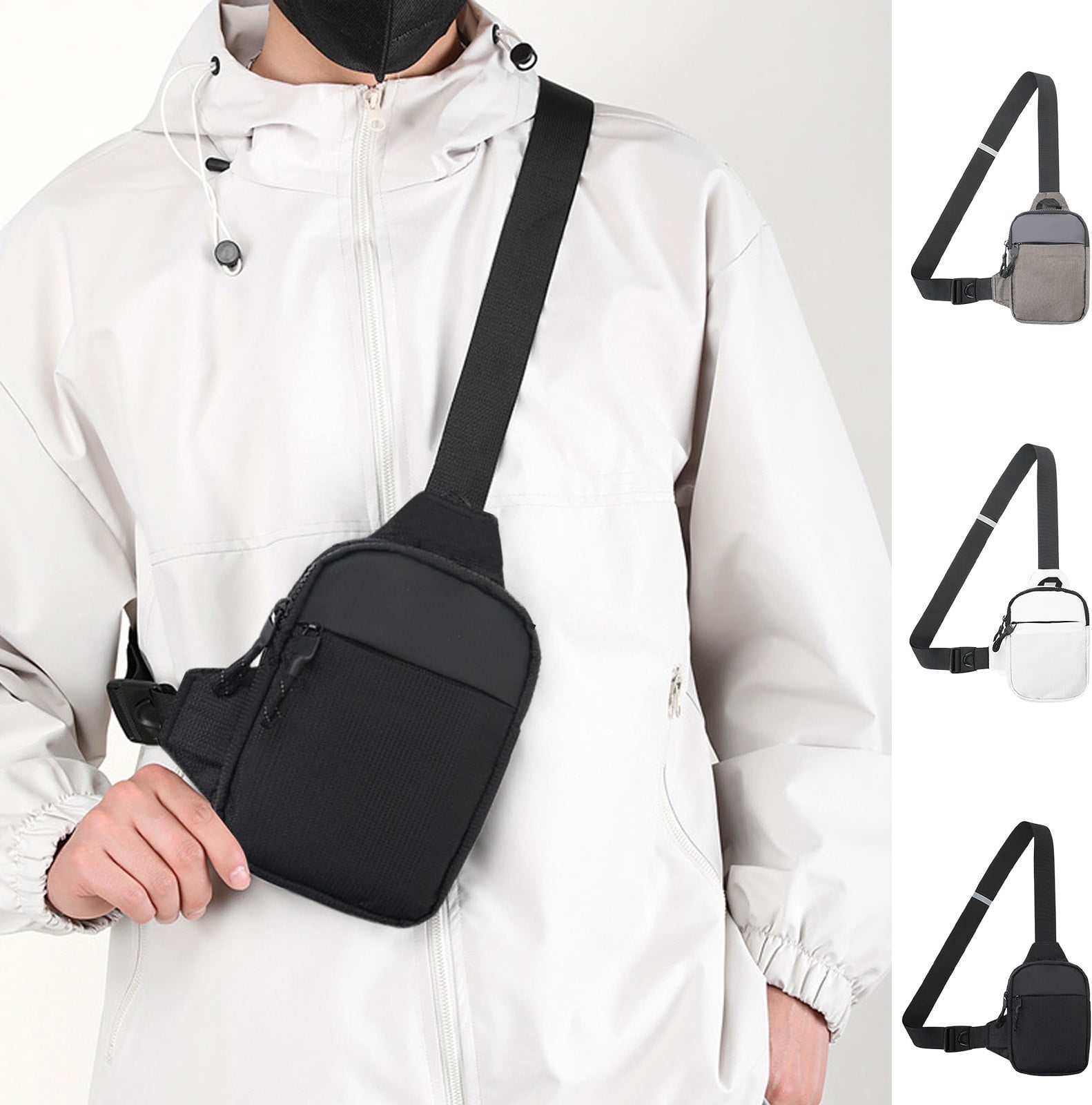 Hfnxid Mini Crossbody Sling Bag Chest Bag Dual Pocket Water Resistant ...