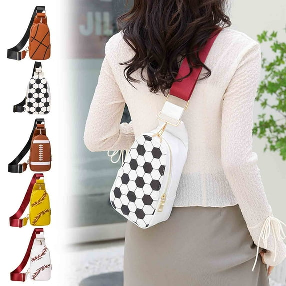 Hfnxid PU Leather Football Print Sling Bag for Women,Baseball Rugby ...