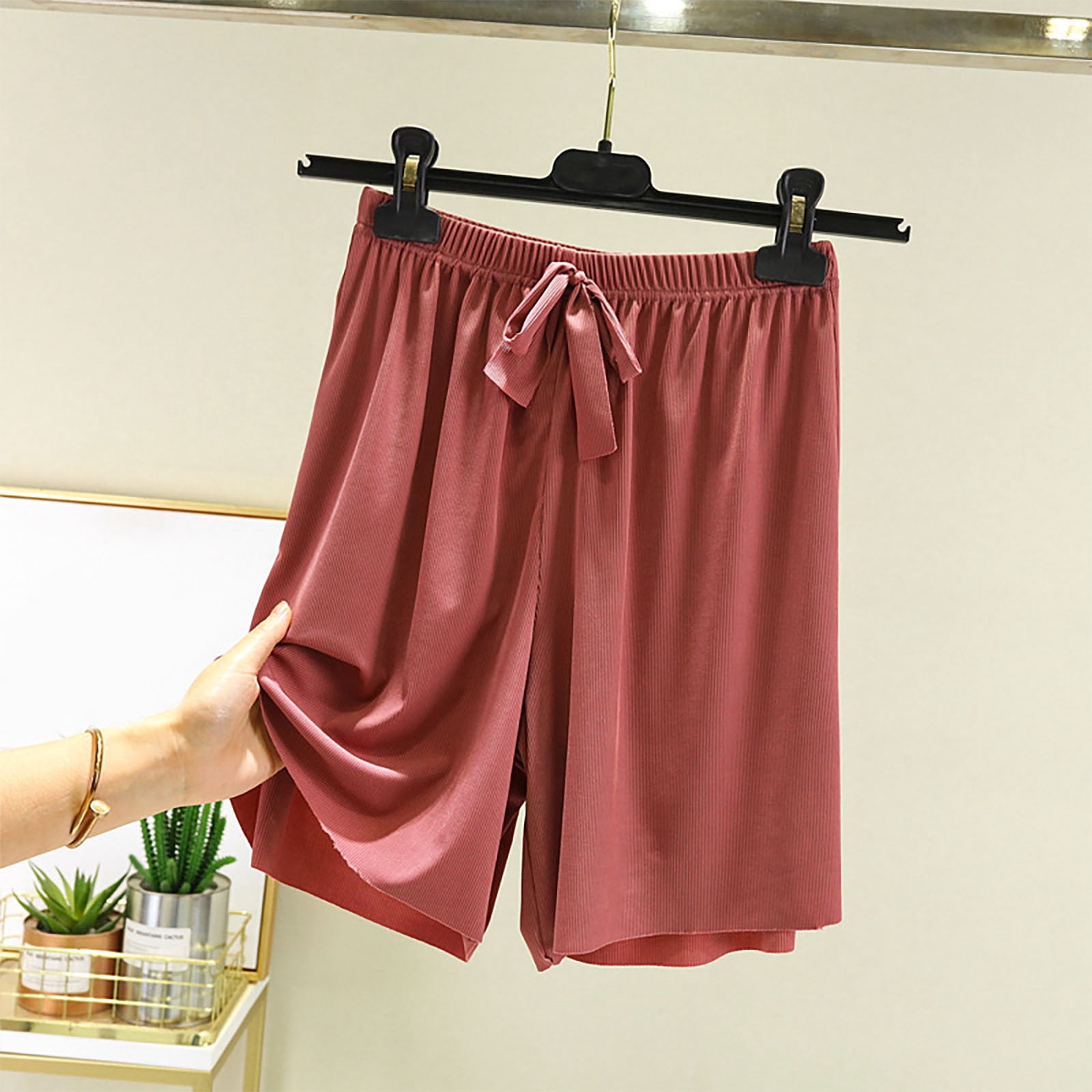 Hfnxid Sleep Shorts Women plus size Women's Solid Color Plus Home Pants ...