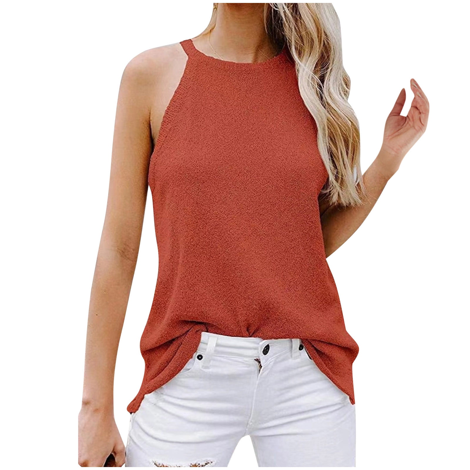 Hfnxid Summer Tank Top for Women High Neck Opna Rocker Tank Blouse ...