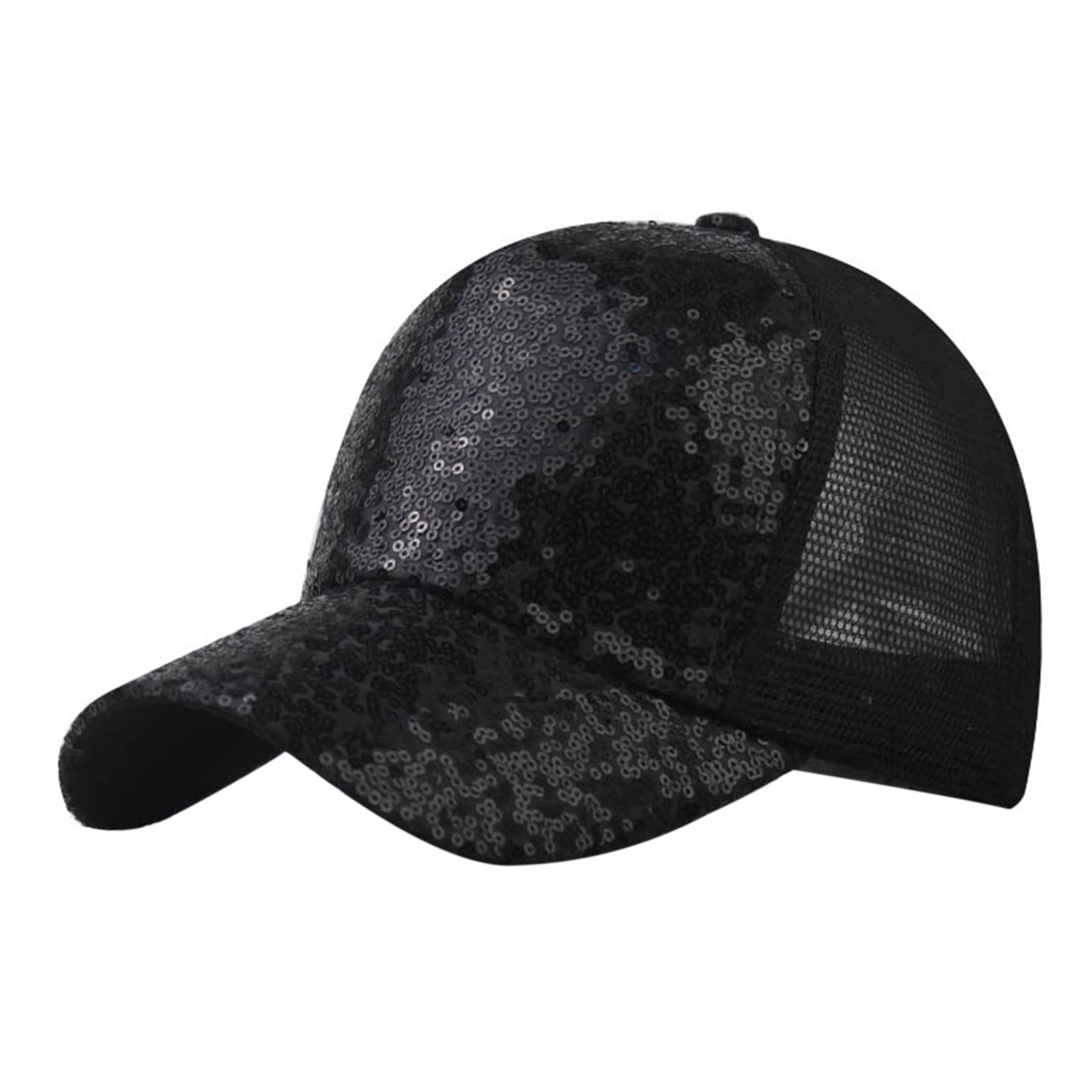 Hfolob Baseball Caps Men Women Unisex Fashion Sequin Mesh Cap ...