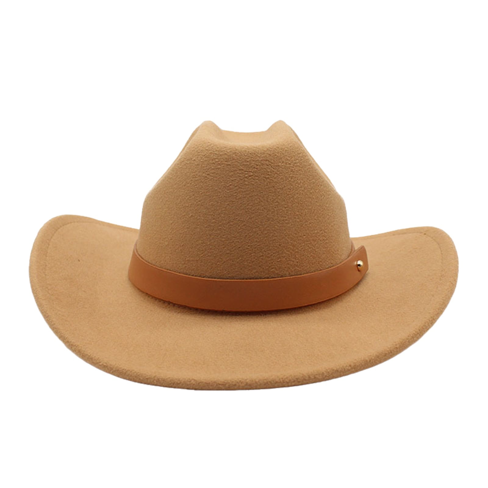 Hfolob Cowboy Hat New Straight Cowboy Hat British Style Fedora Flat Top ...