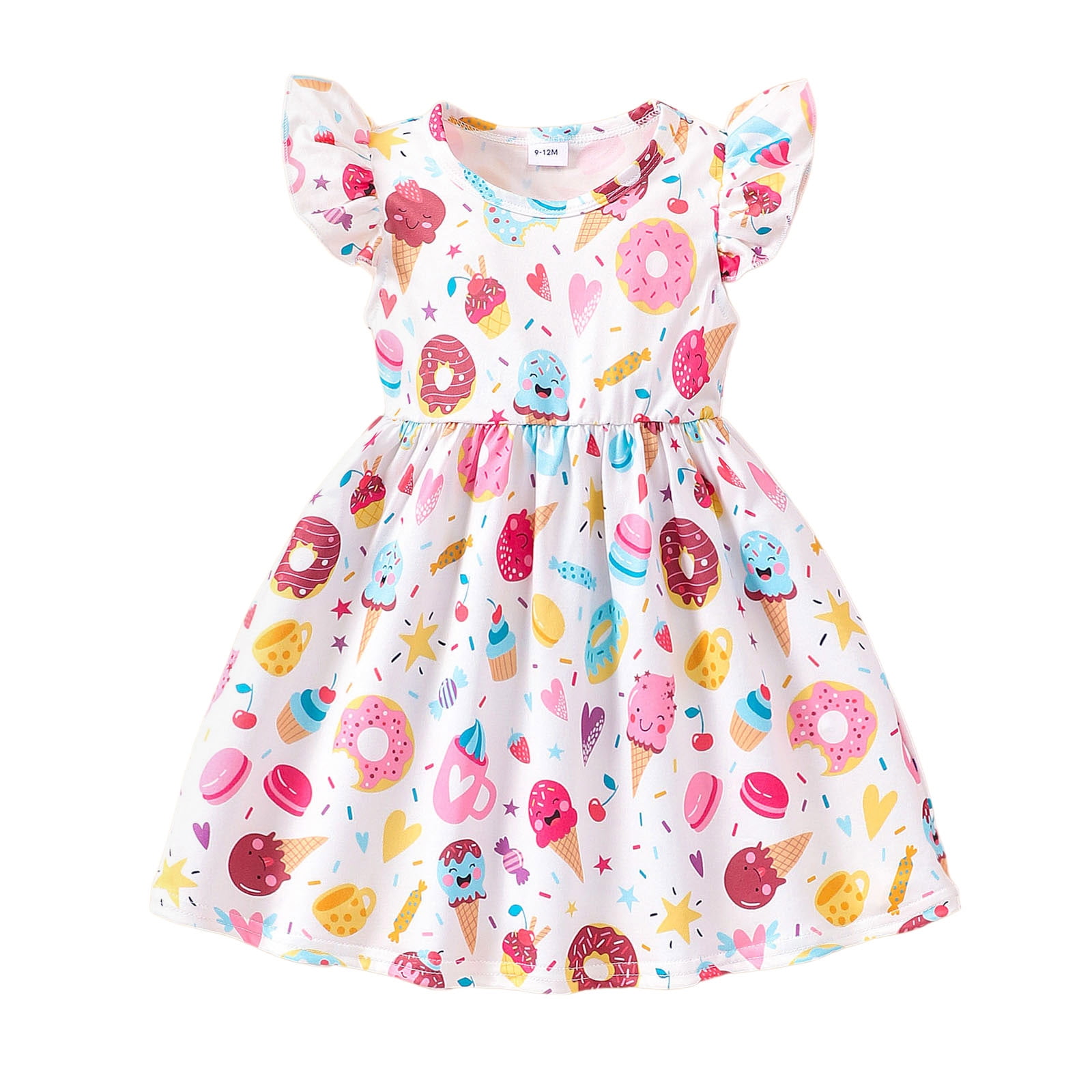 Hfolob Fancy Girl Dress Flying Sleeve Retro Floral Print Casual Summer ...