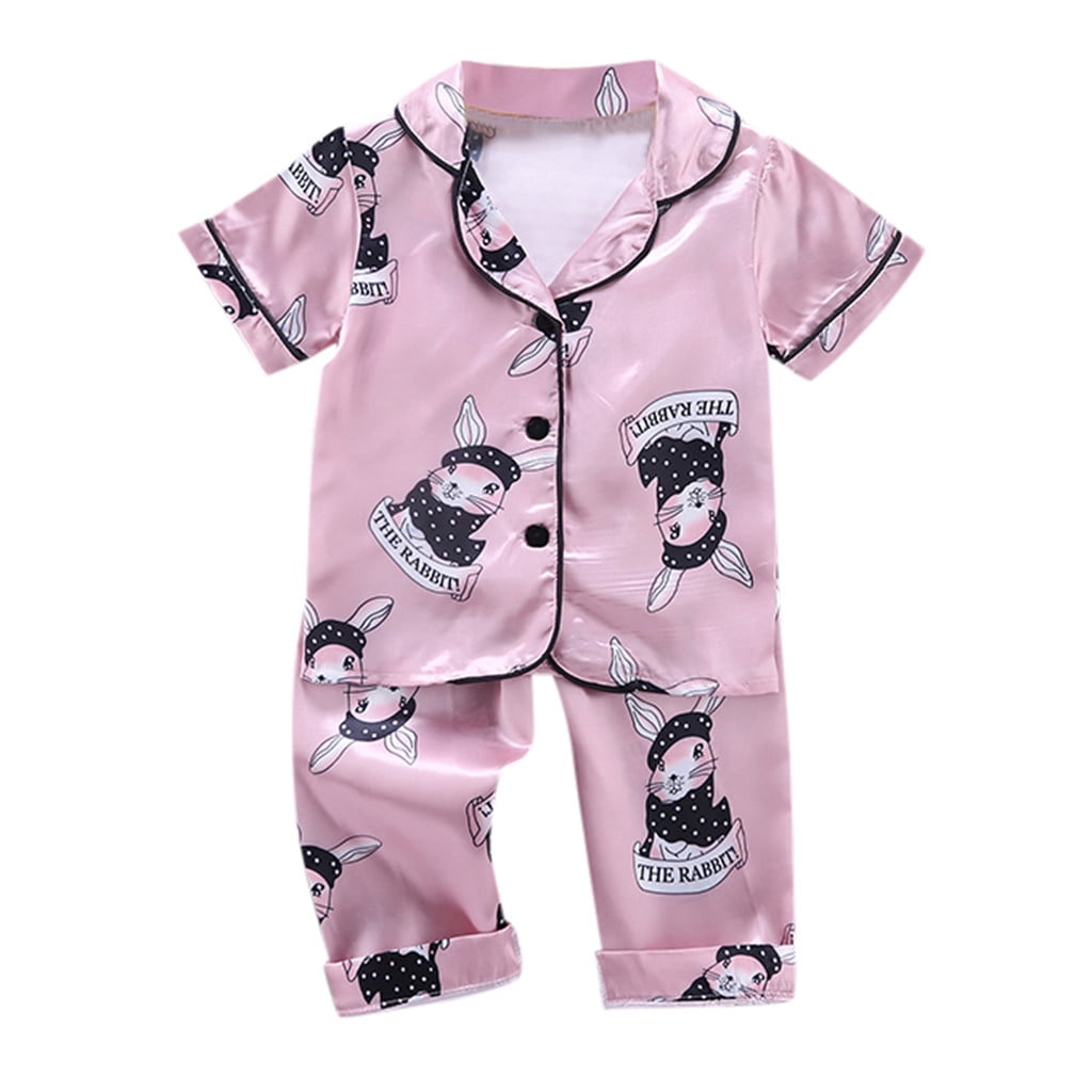 Hfolob Girls Nightgowns Toddler Outfits Cartoon Pajamas Tops+Pants ...