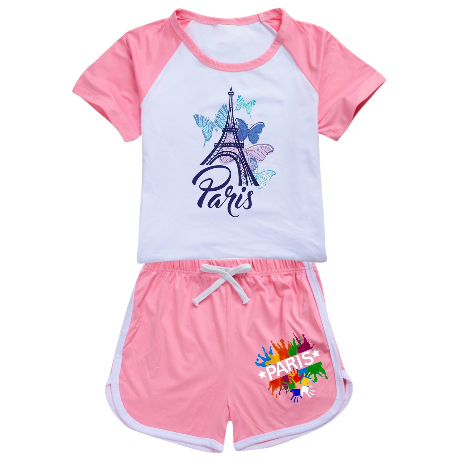 Hfolob Girls Summer Clothes 2 Piece Color Block Short Sleeve Shirt ...