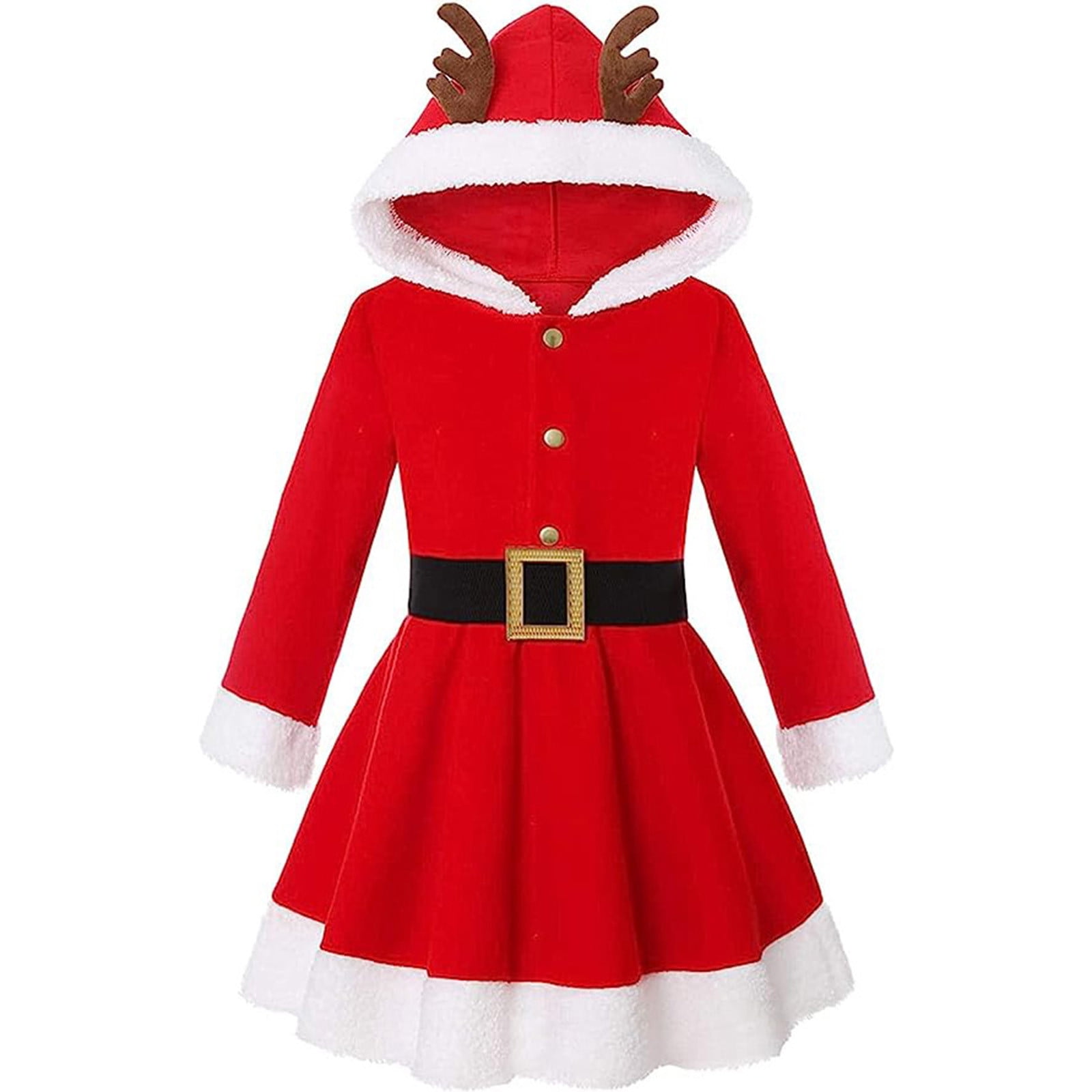Hfolob Kids Santa Dress For Girls Christmas Princess Party Long Sleeve ...