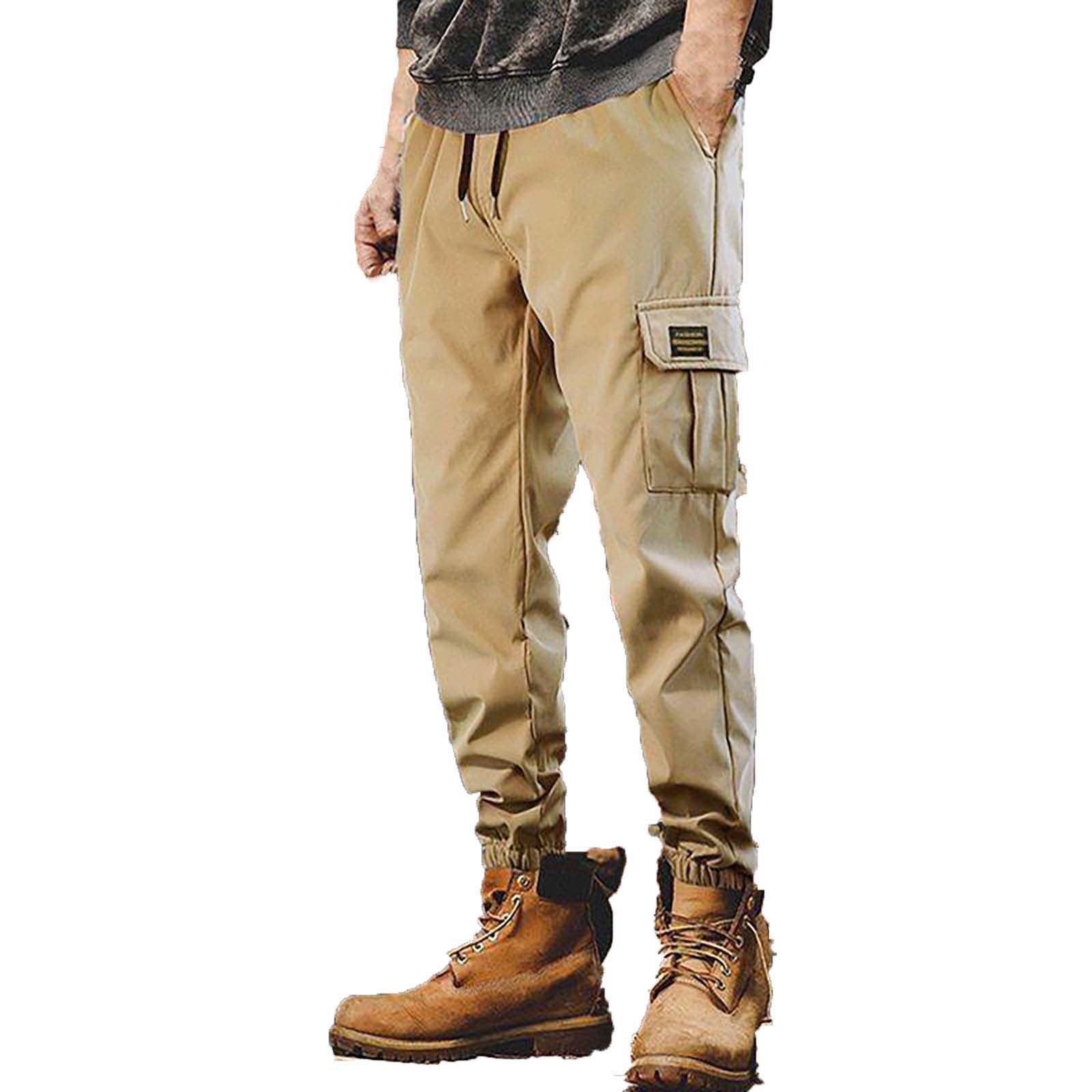 Hfolob Men's Cargo Pants Men Workwear Pants Spring Autumn Fashionable ...