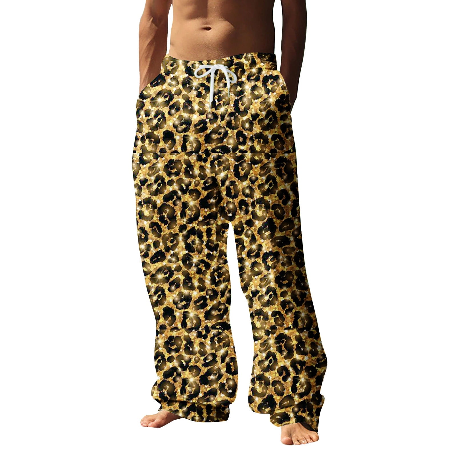Hfolob Pants For Men Male All Seasons Fashion Leisure Leopard Print ...