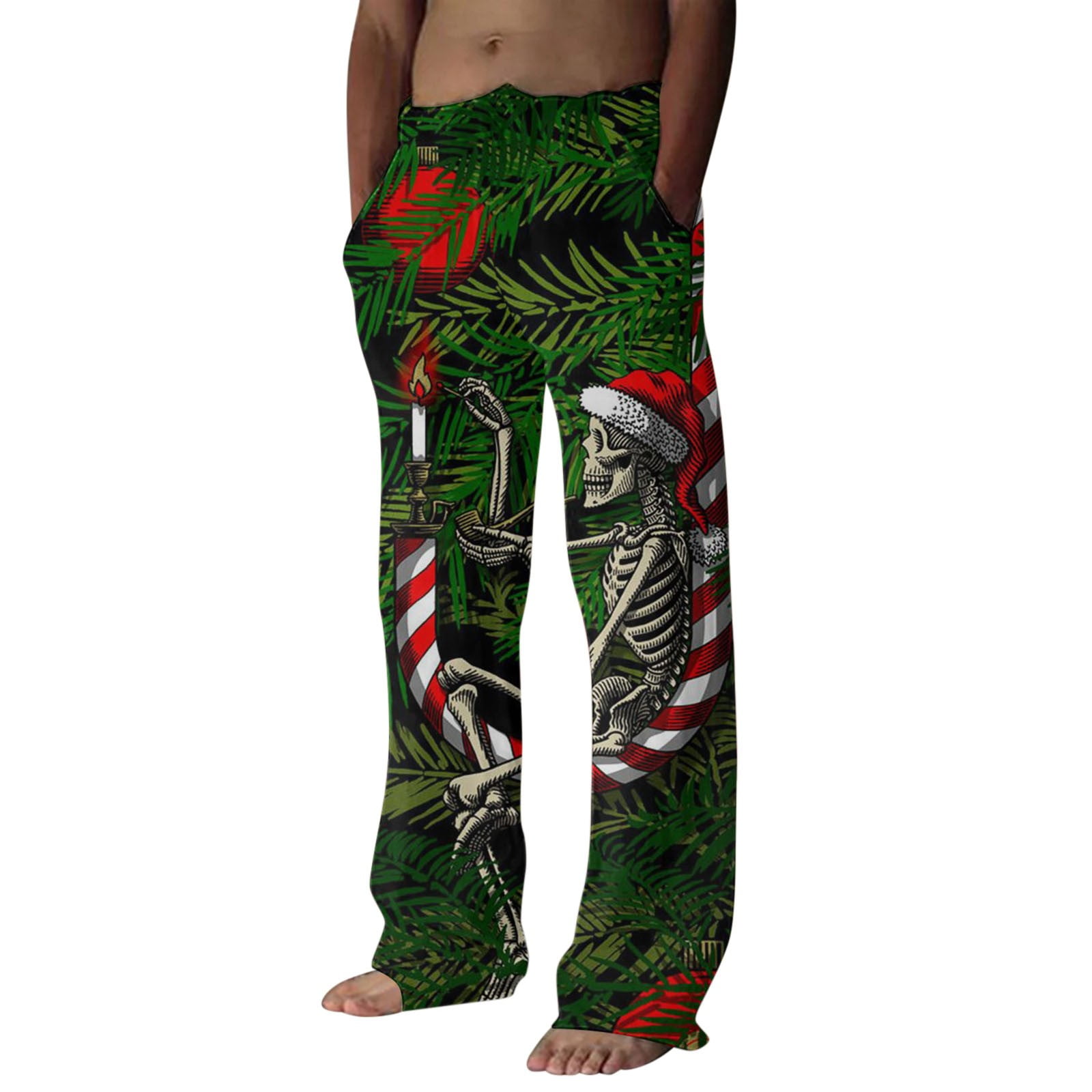 Hfolob Pants For Men Male Autumn Winter Christmas Home Pants Fully ...