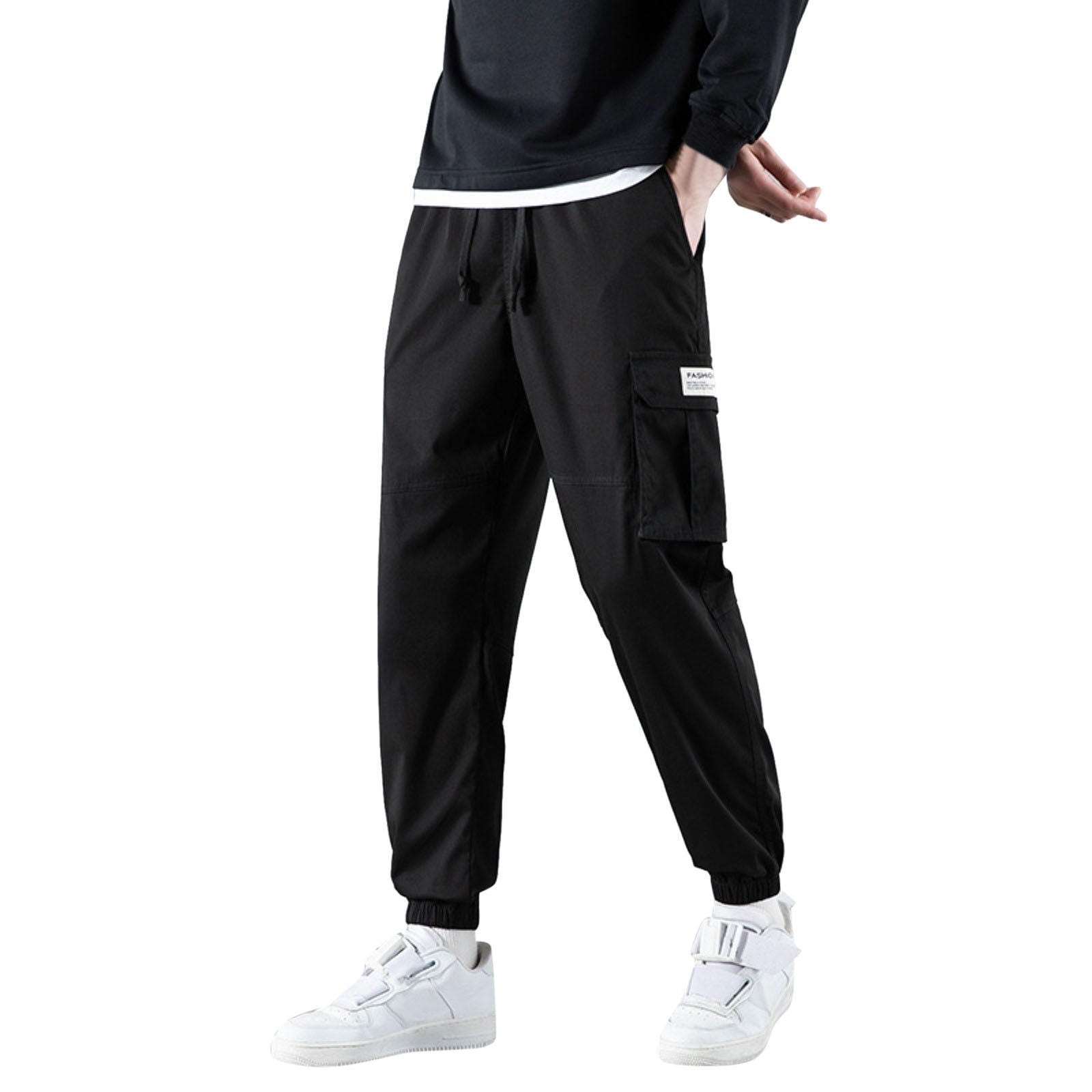 Hfolob Pants For Men Male Versatile All Season Cargo Pants Multi Pocket