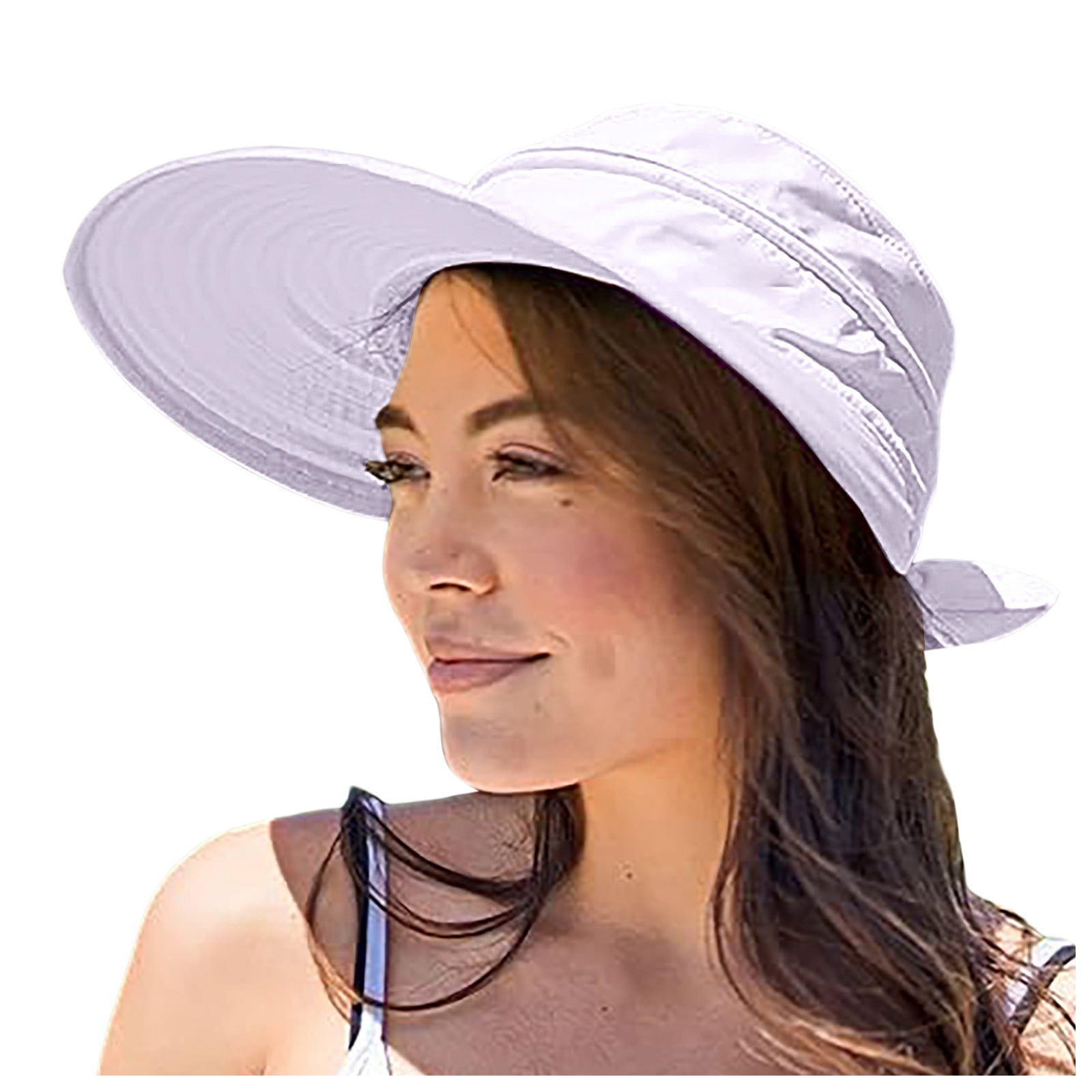 Hfolob Sun Hats For Women Wide Brim Ponytail Adjustable Beach Hat Sun ...