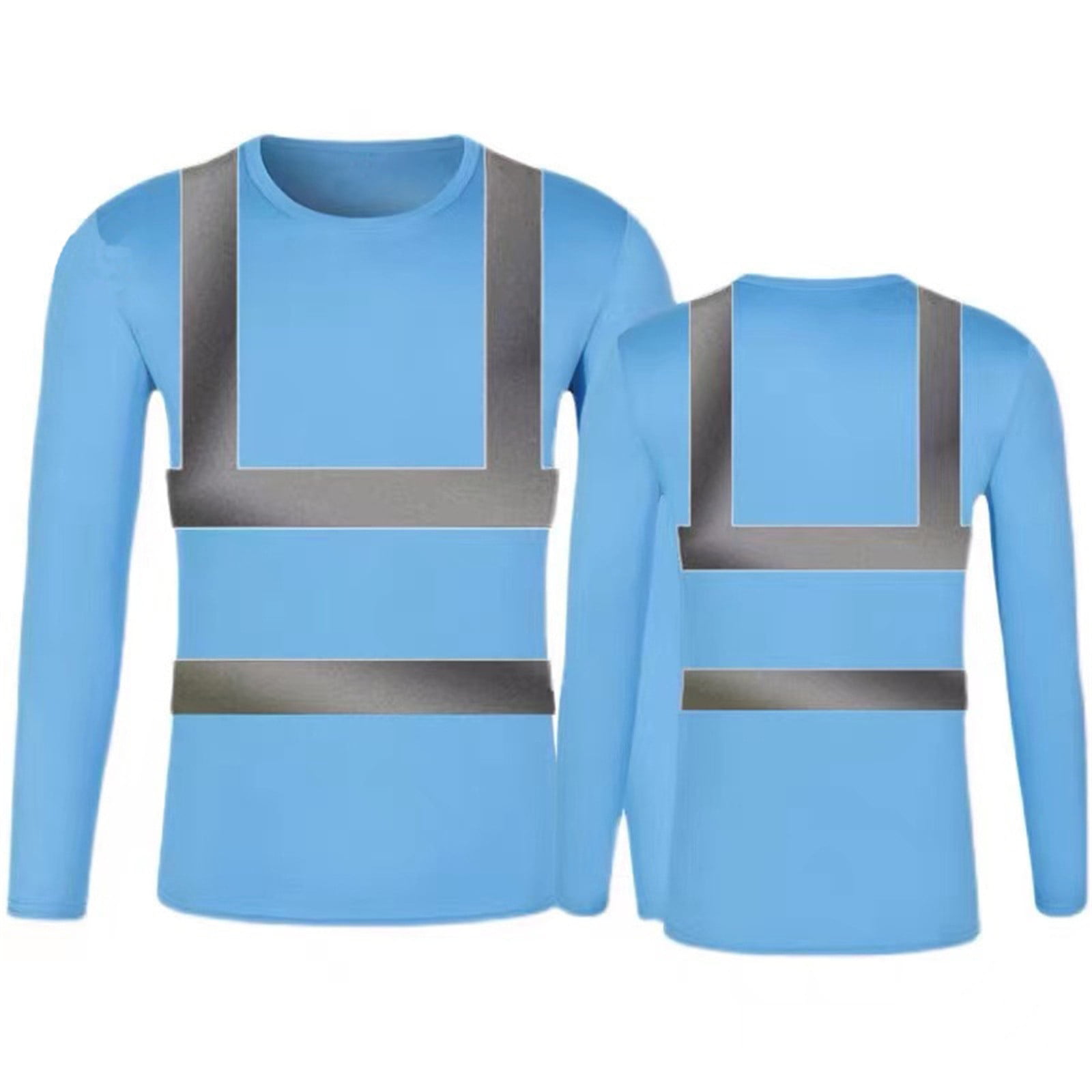 Hfolob T-Shirt For Men High Vis Reflective Top Long Sleeve Mesh Shirts ...