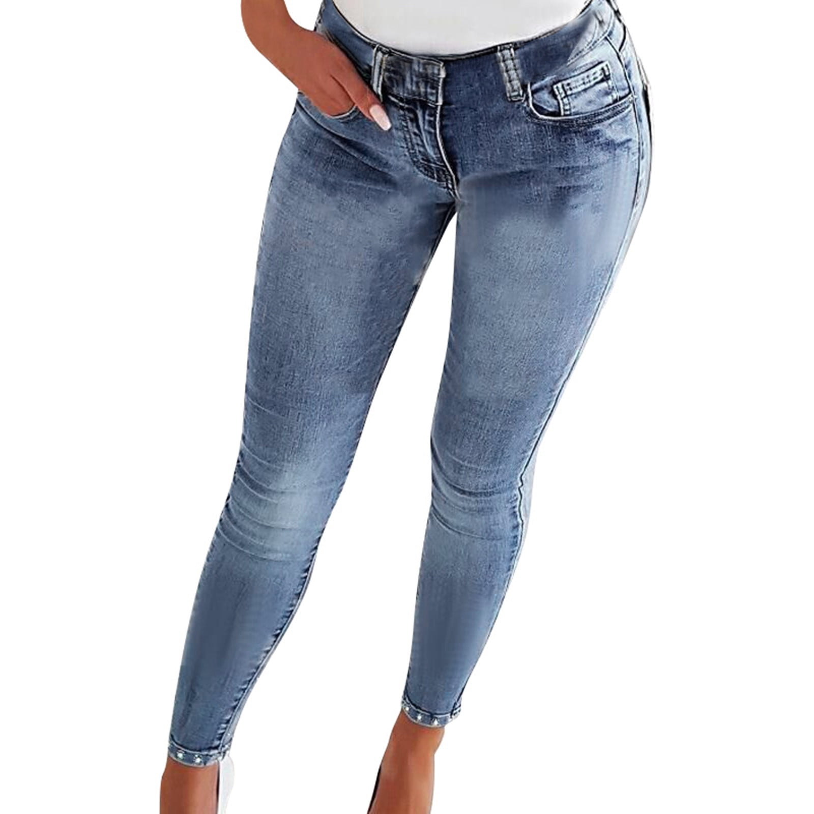 Hfolob Women's Jeans Female High Waisted Distressed Jeans With ...