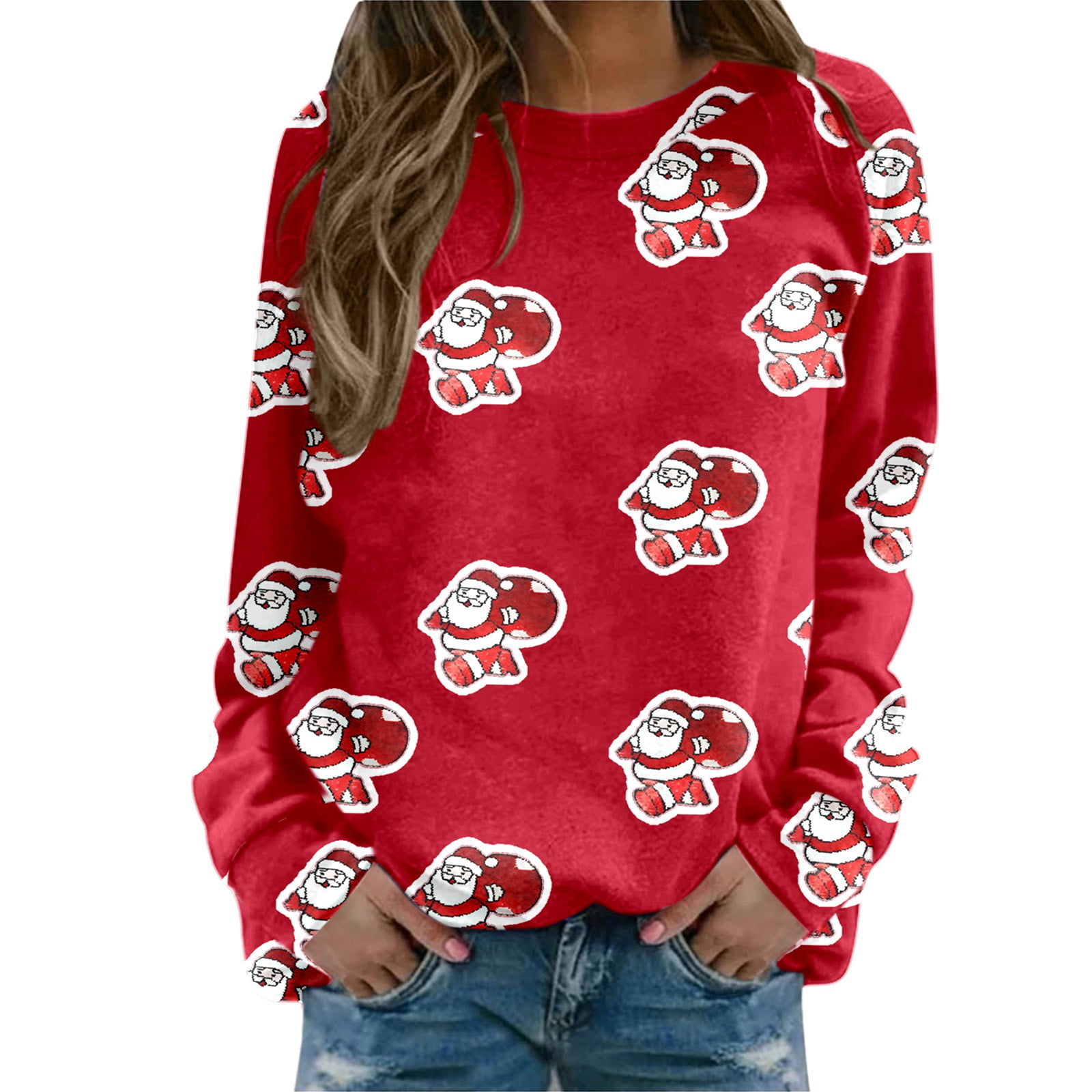 Hfolob Women's Sweatshirt Womens Casual Long Sleeve Graphic Crew Neck ...