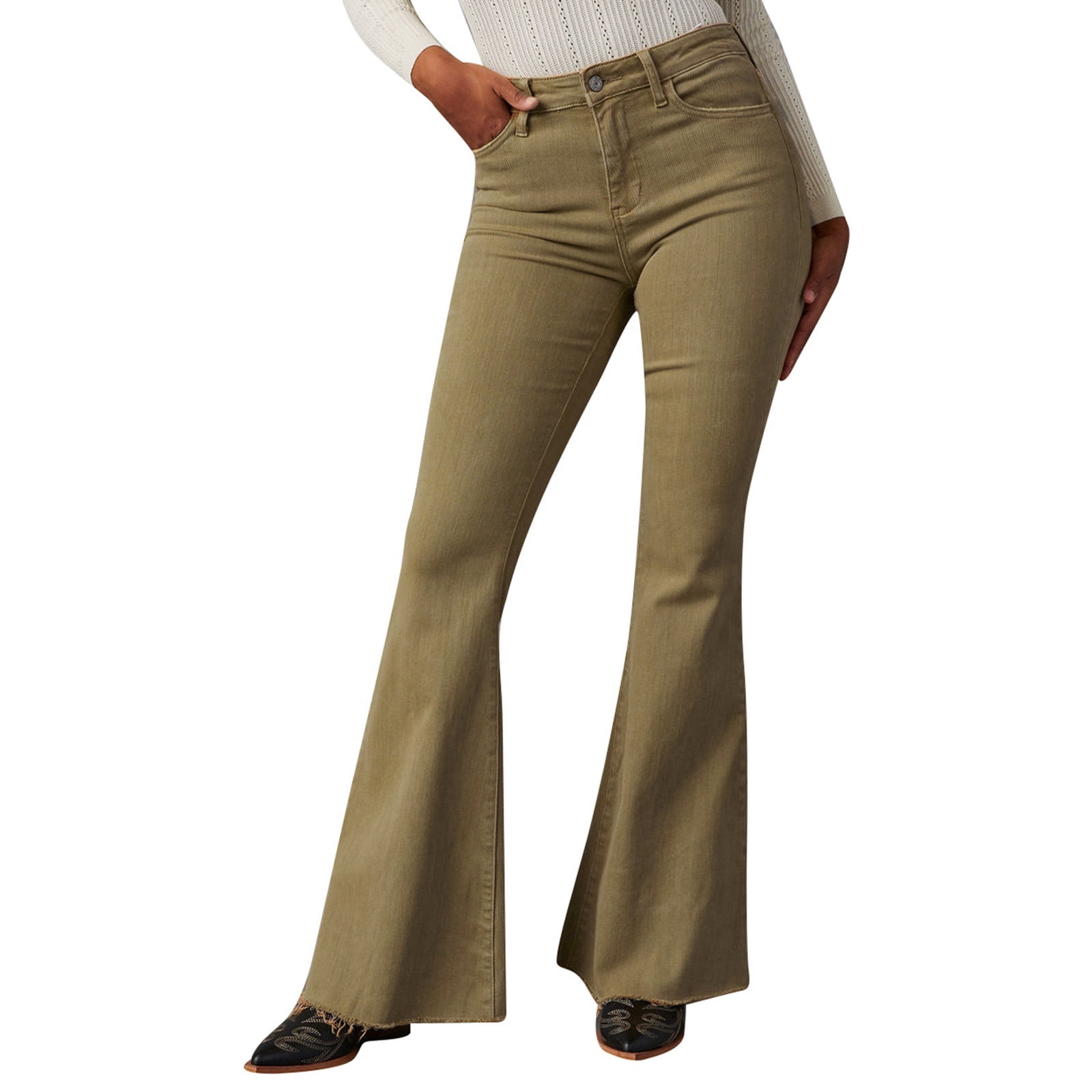 Hfolob Womens Jeans Female Vintage Style Wide Leg Denim Jeans For ...