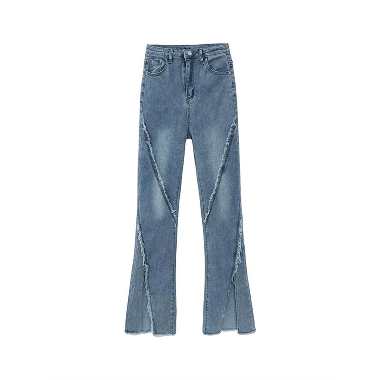 Hfolob Womens Jeans Women's Irregular Edge Small Large Size Slim High ...