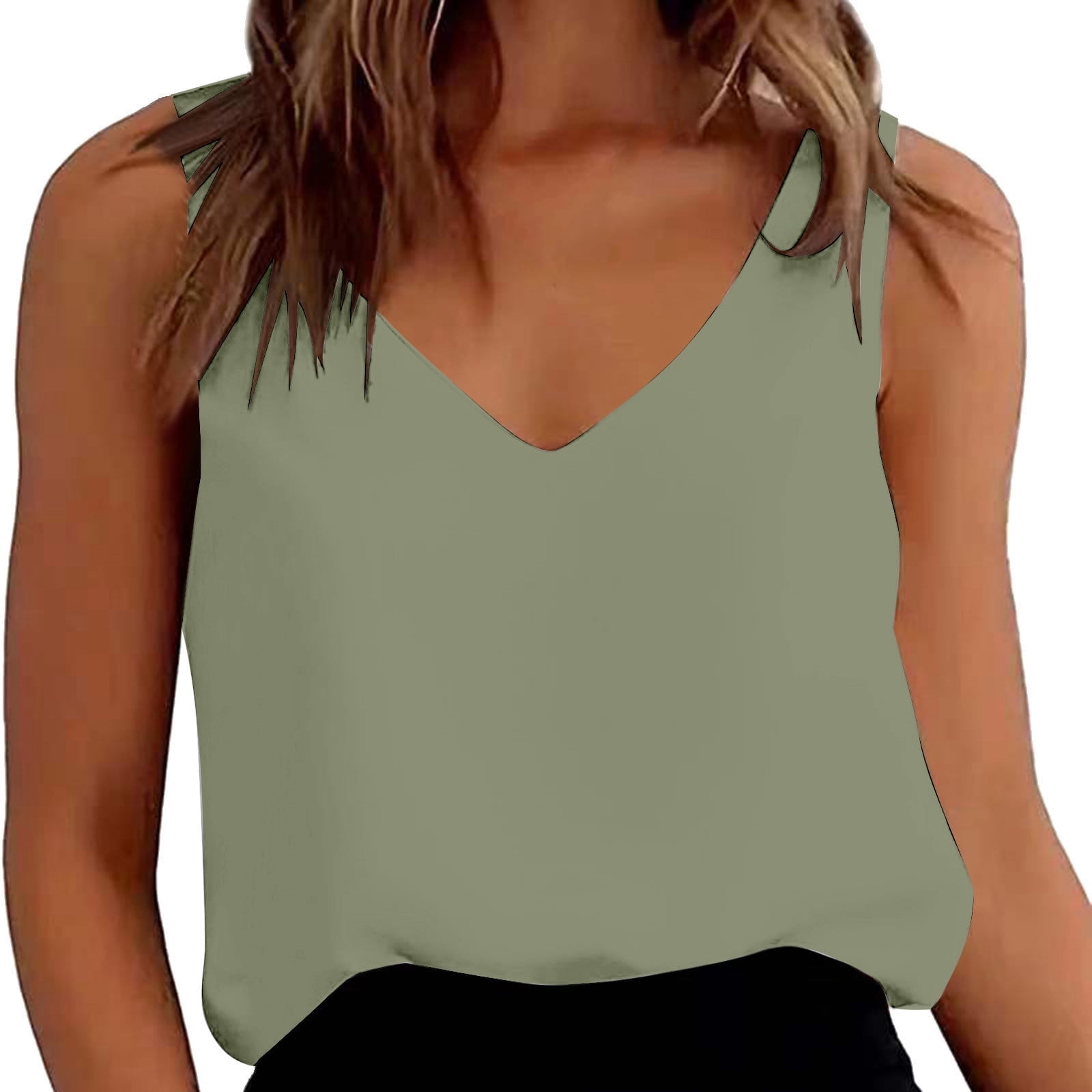 Hfolob Womens Tank Tops Slim Fit Linen Sleeveless Solid Color Vest Tee ...