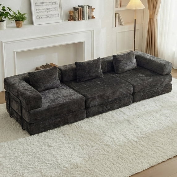 Hforesty Compression Convertible Floor Sofa Bed,3-Seater Giant Boneless ...