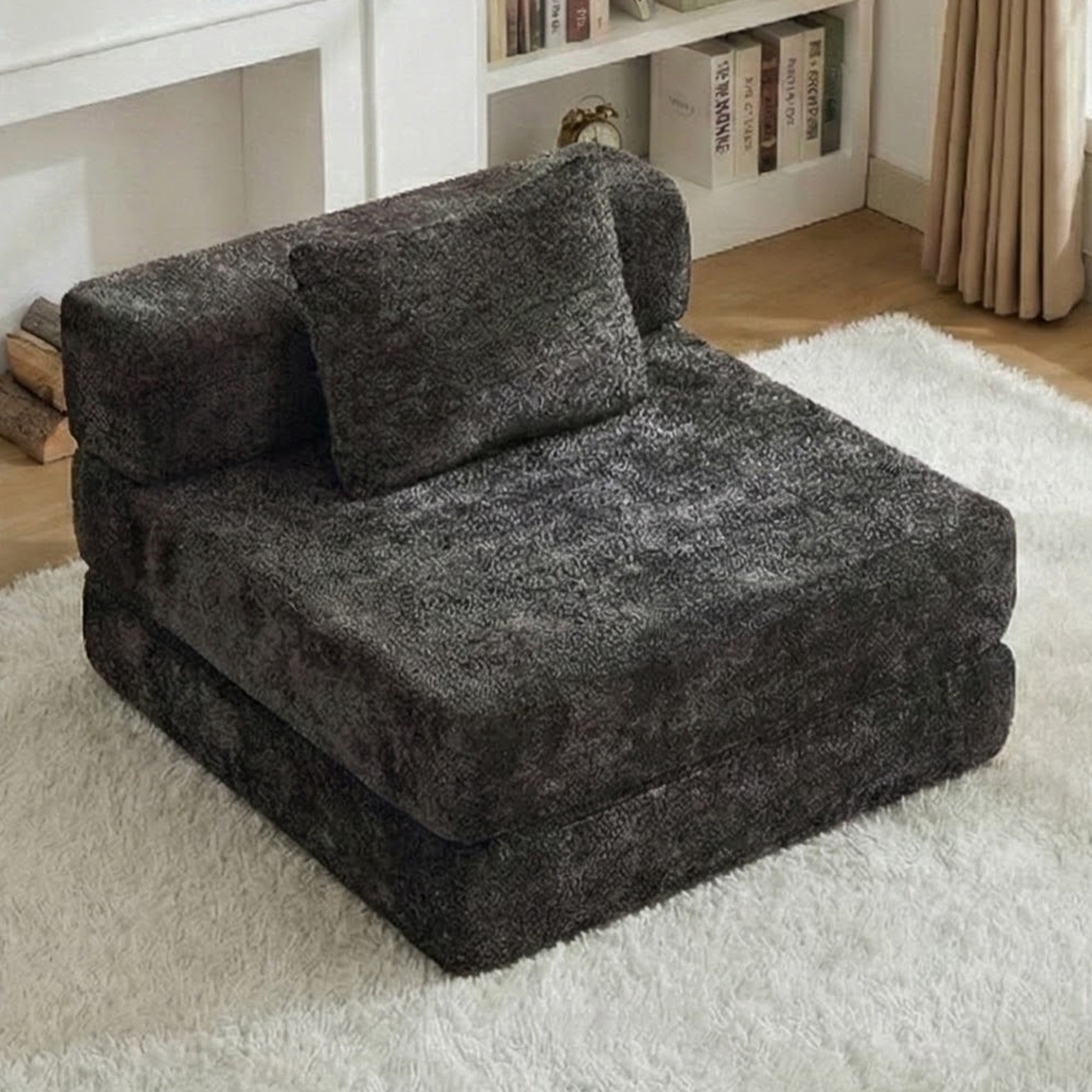 Hforesty Compression Convertible Floor Sofa Bed,Single Seater Boneless ...