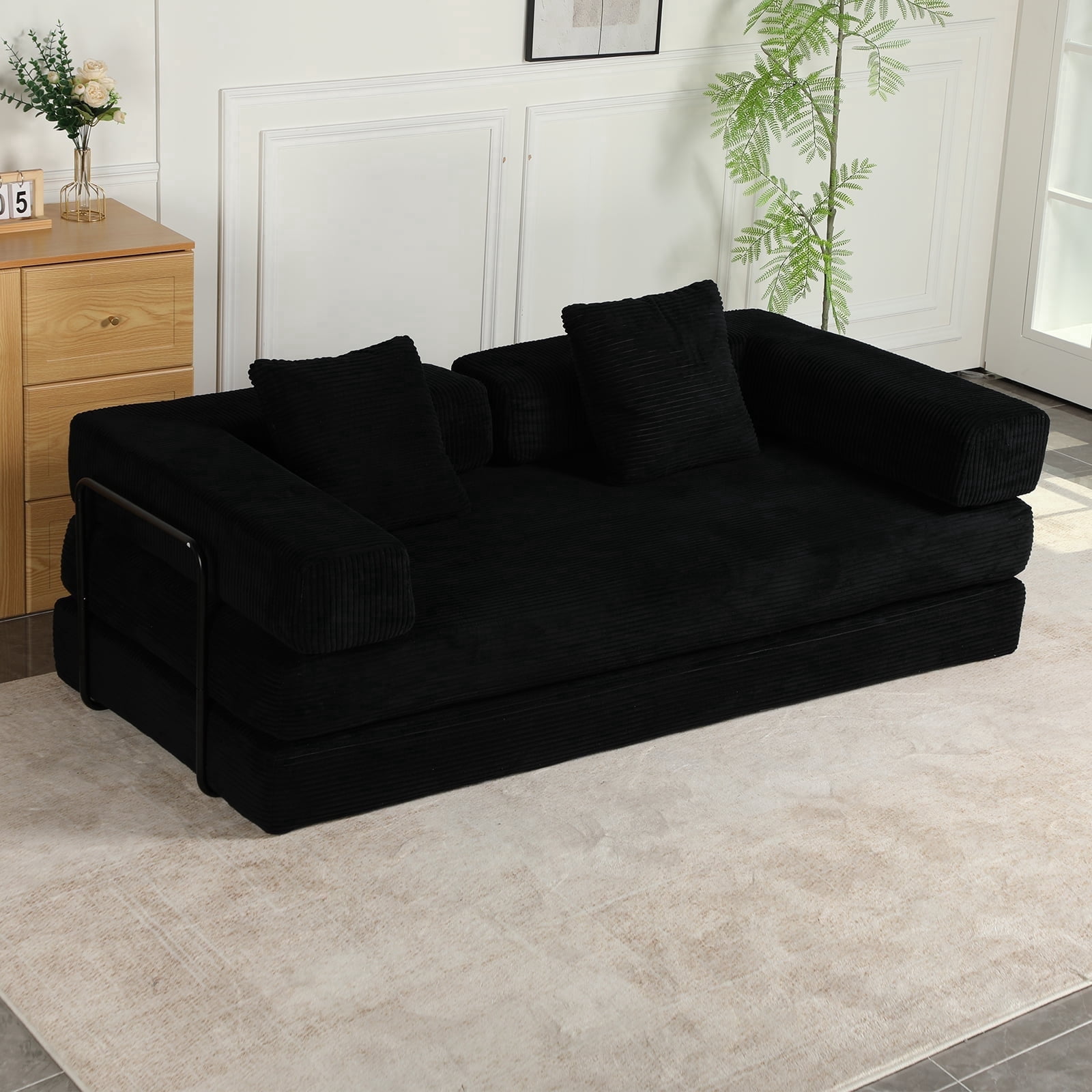 Hforesty Folding Convertible Sleeper Sofa Bed,Compressed Floor Boneless ...