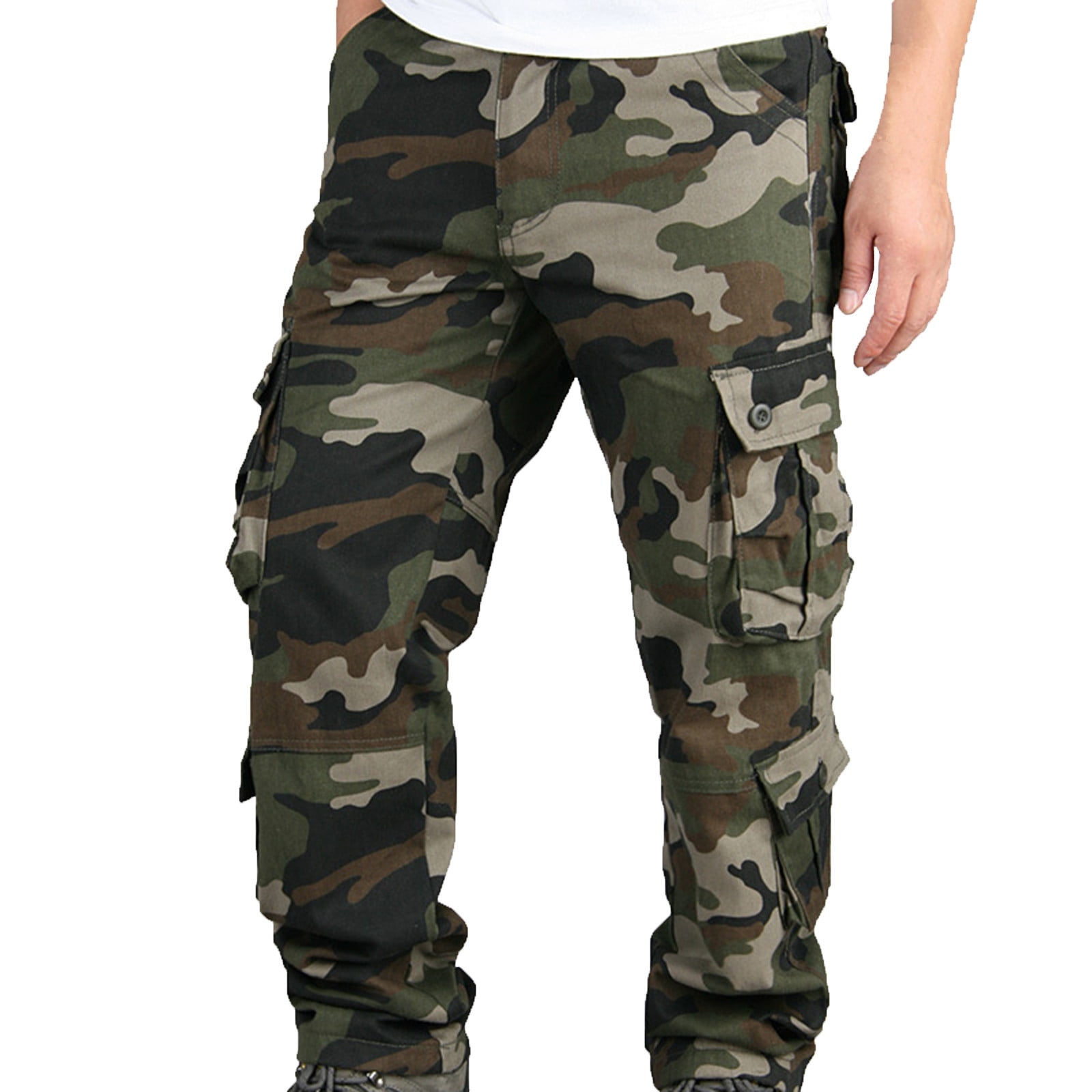 Hfozny Men's Relaxed Fit Cargo Pants,Wild Military Army Camo Combat ...