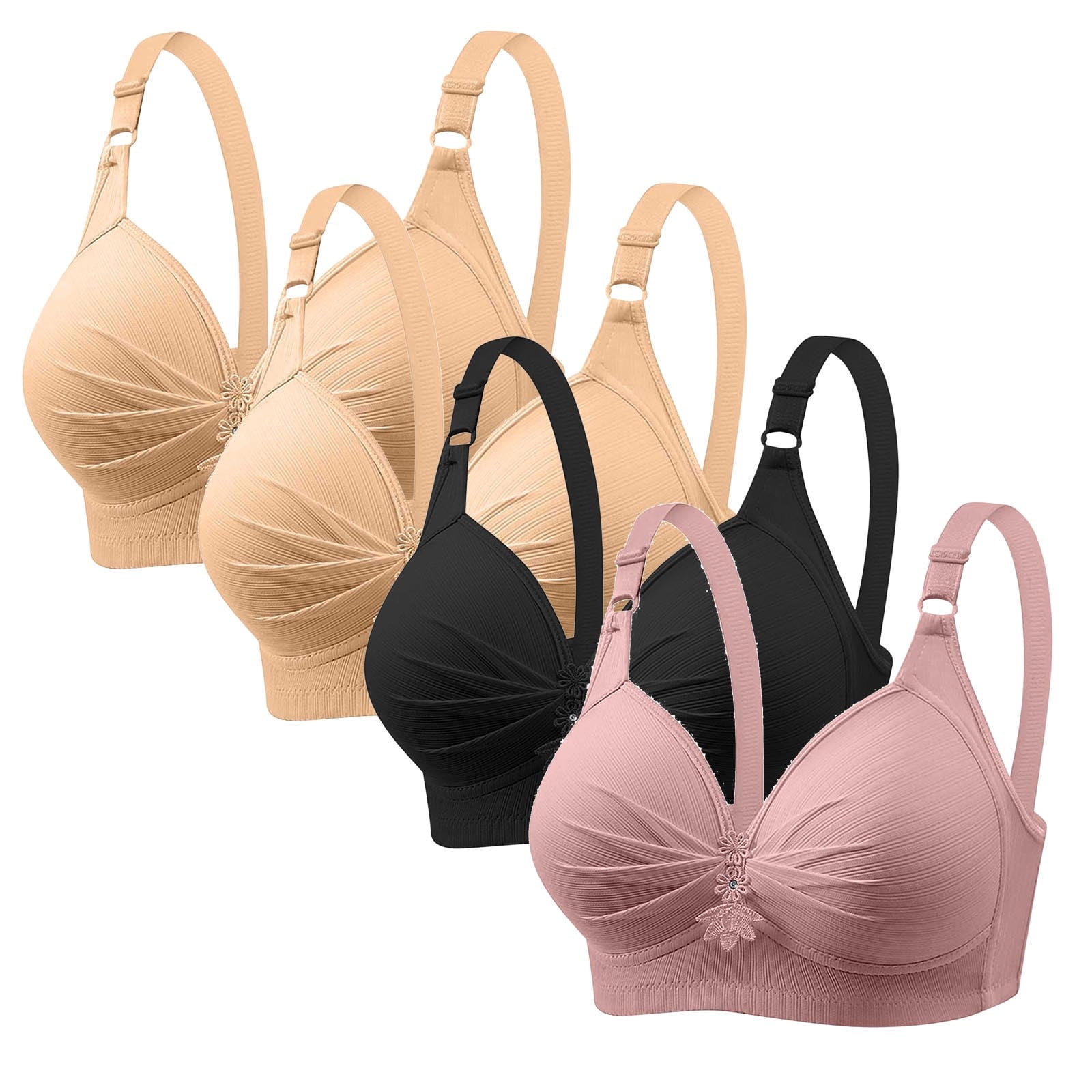 Hfyihgf 4 Pack Bras For Women Wireless Support Seamless No Underwire