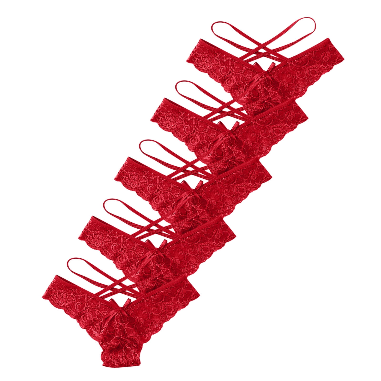 Hfyihgf 5 Pack Underwear for Women Floral Lace Thongs Bikini Criss ...