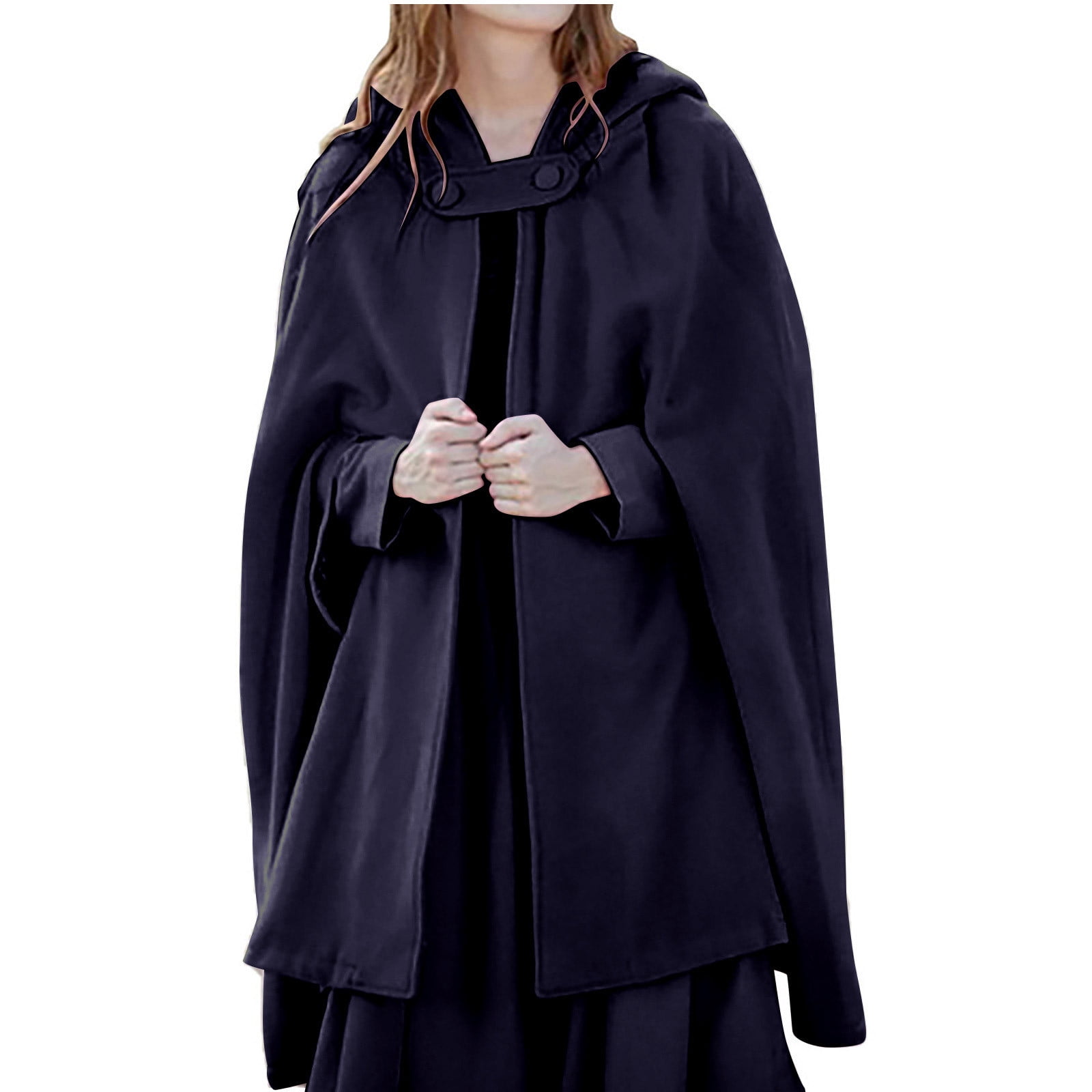 Hfyihgf Hooded Open Front Cardigan for Women Fall Long Poncho Cape Coat ...