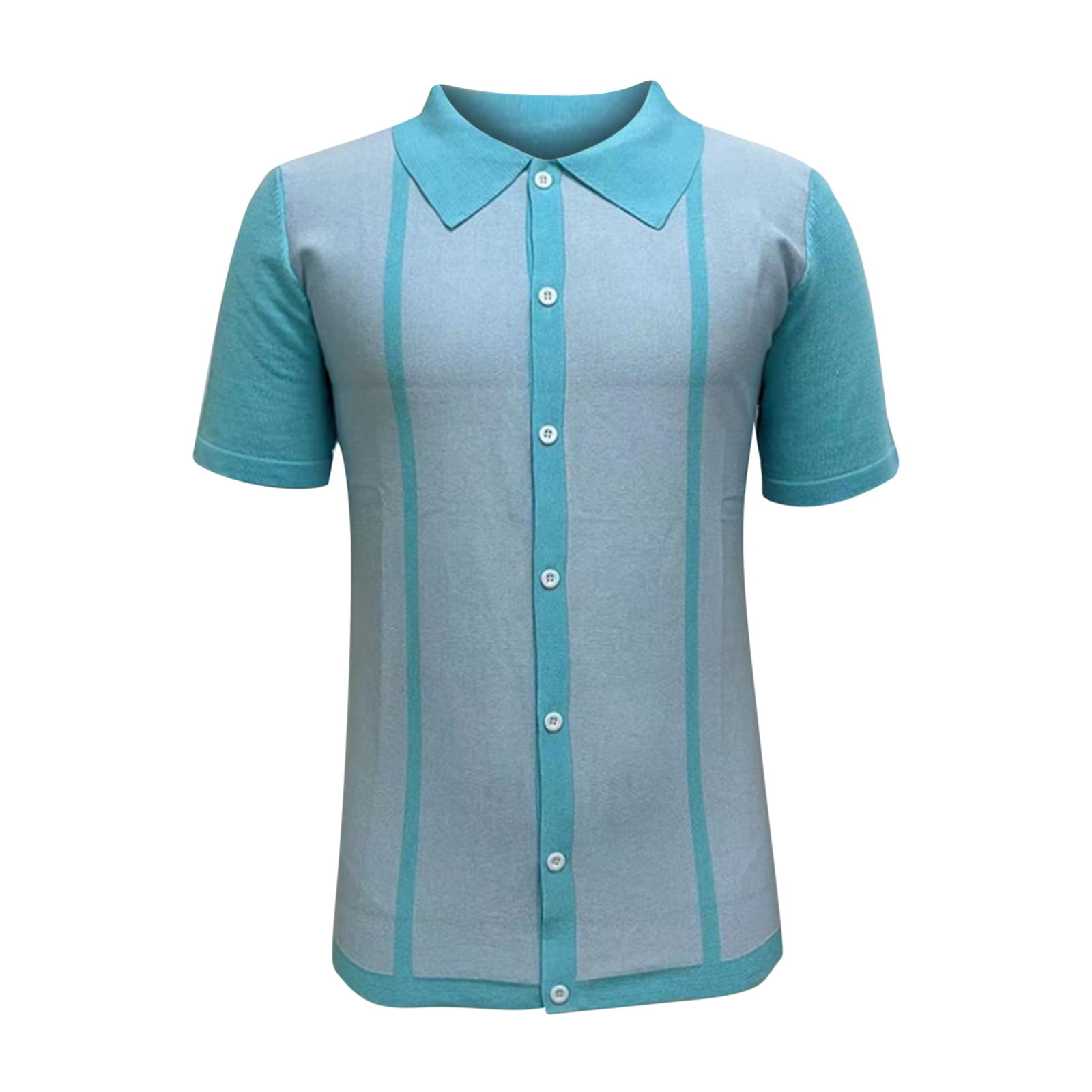 Hfyihgf Men's Polo Shirts Retro Knit Shirt 70s Vintage Striped Knit ...