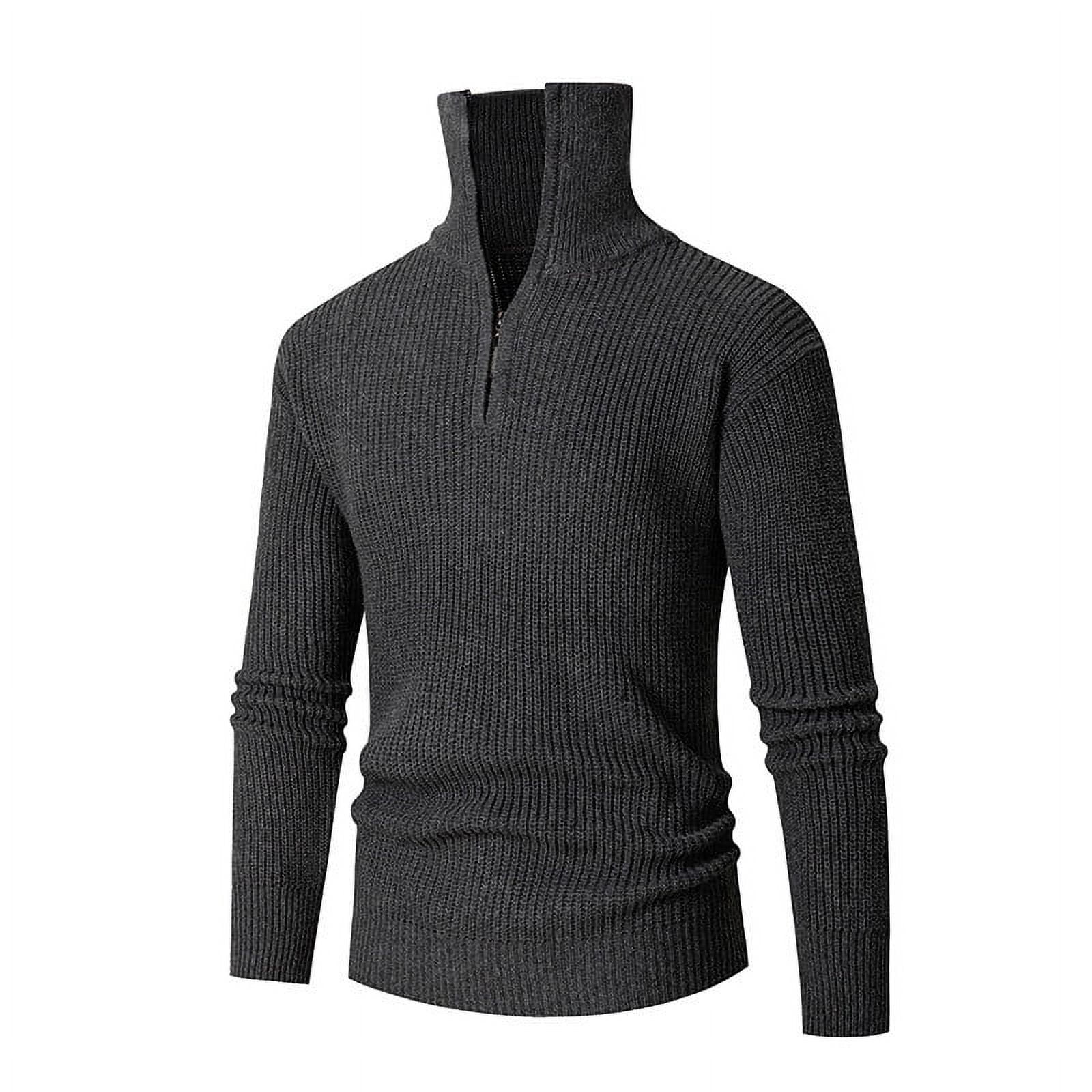 Hfyihgf Mens Quarter Zip Sweaters Slim Fit Lightweight Knitted Casual Mock Turtleneck Pullover