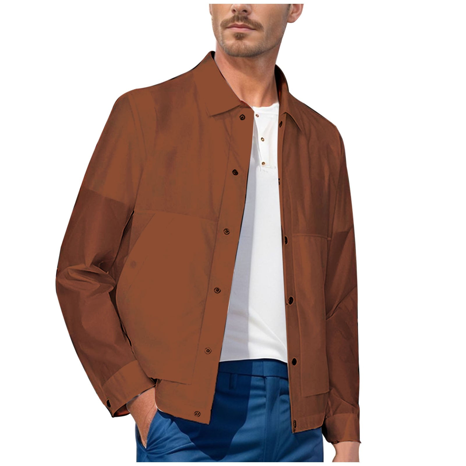 Hfyihgf Men's Shirts Jackets Fall Casual Western Long Sleeve Button ...