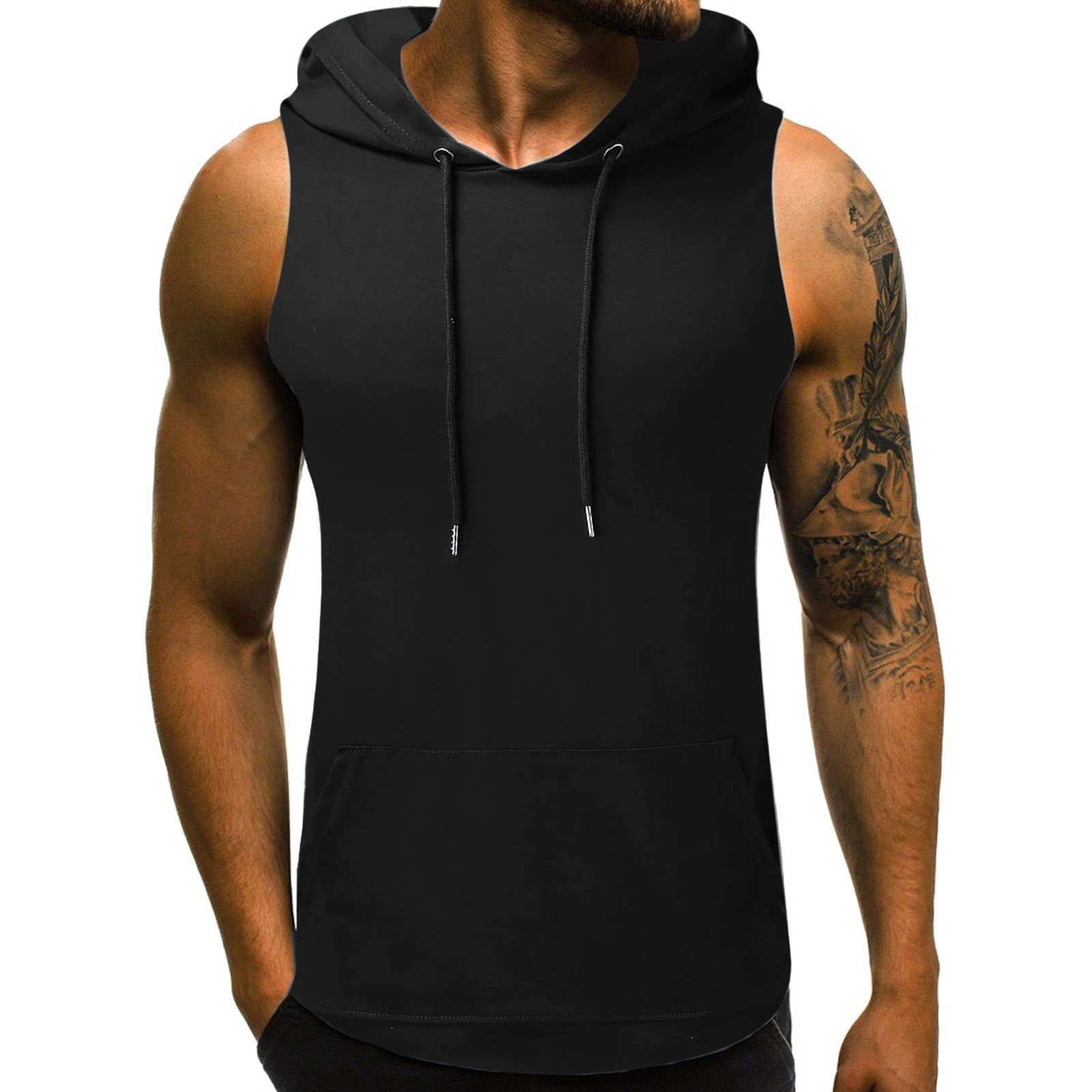 Hfyihgf Mens Workout Hooded Tank Tops Bodybuilding Muscle Cut Off T