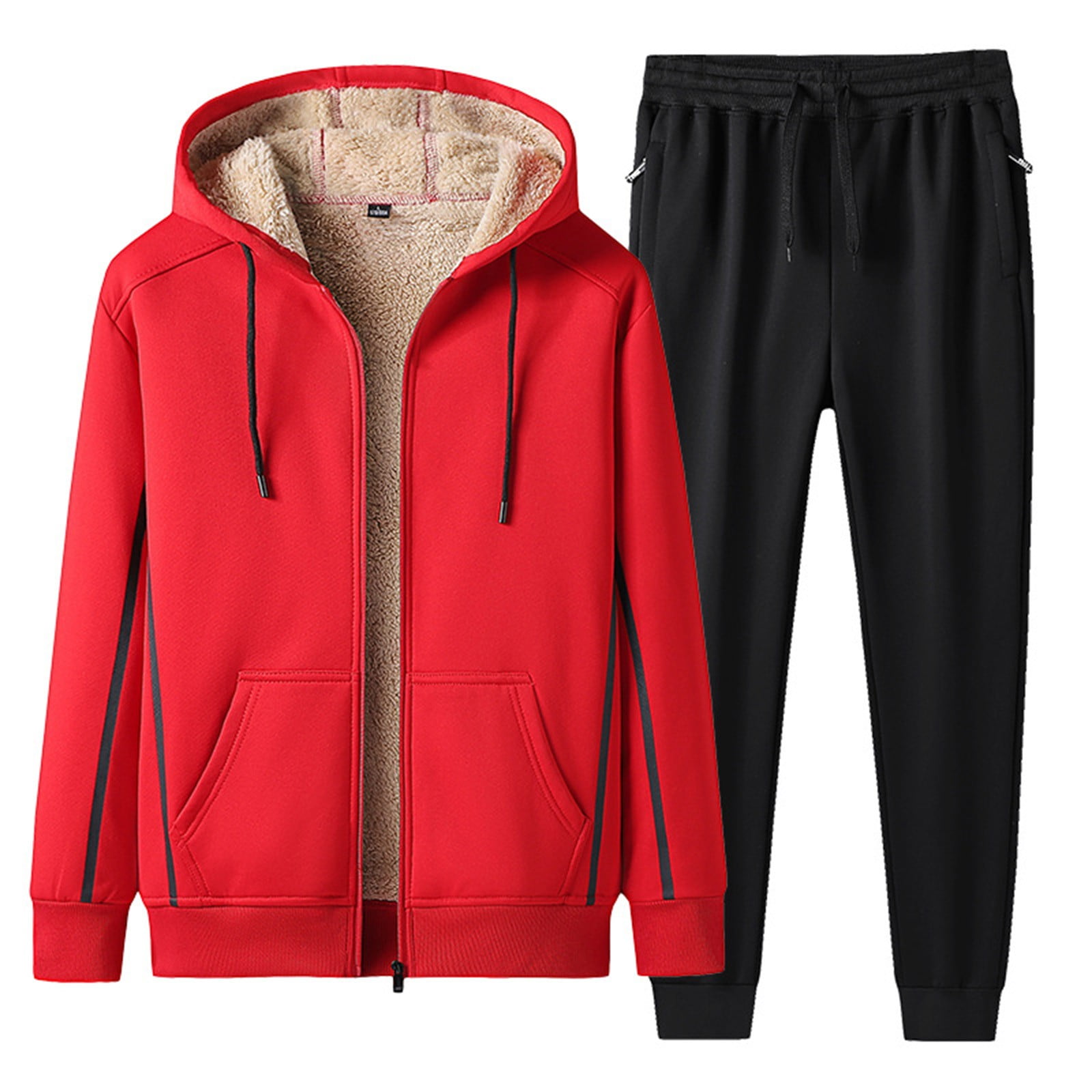 Hfyihgf Plus Size Womens Casual Warm FLeece Plush Velour Tracksuit Set ...