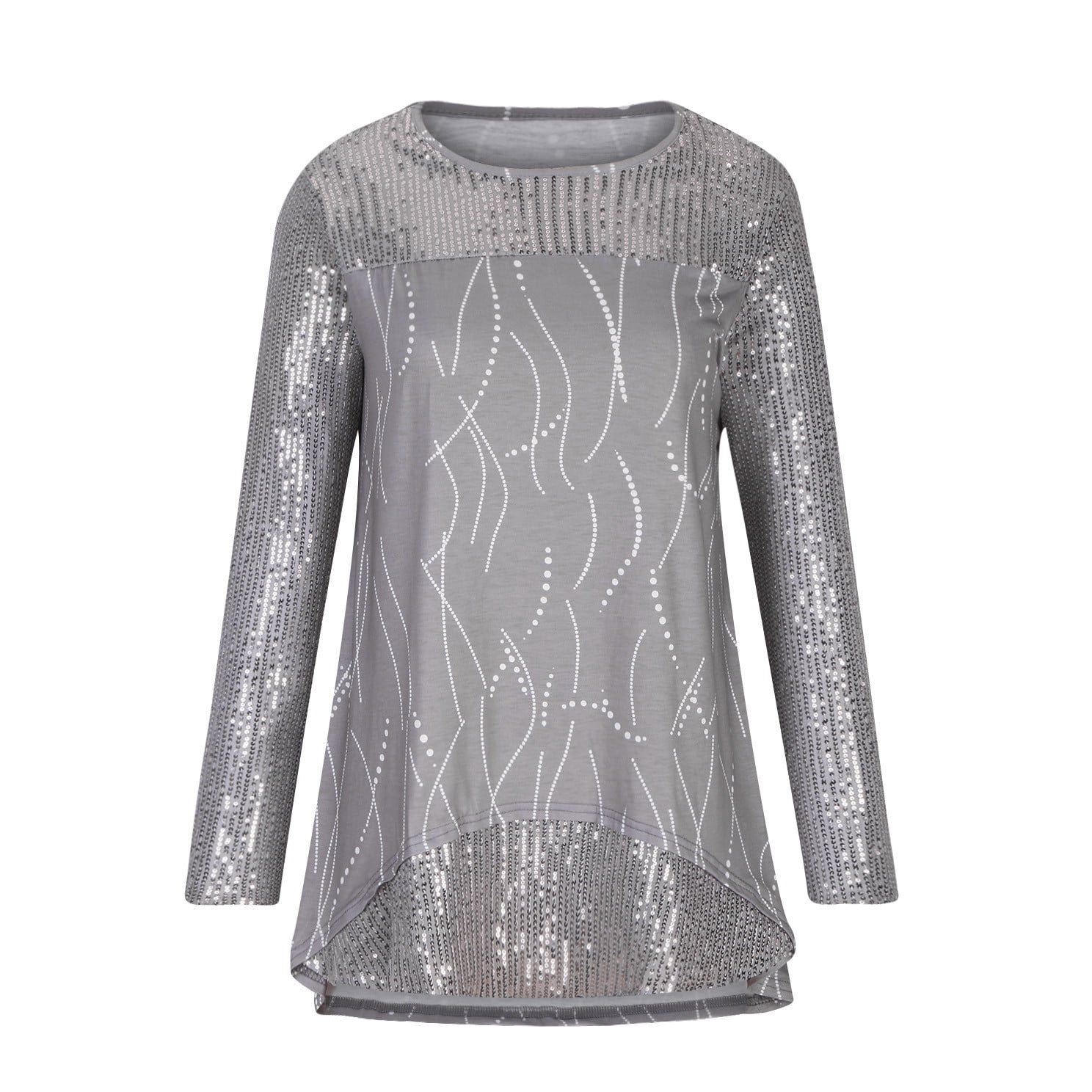 Hfyihgf Sequin Tops for Women Long Sleeve Crewneck Shiny Sparkly ...