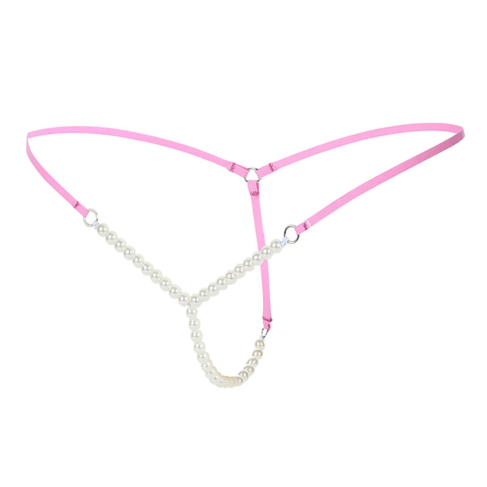 Hfyihgf Womens Pearls G-String Lingerie Thong Panty Low Waist V-String ...