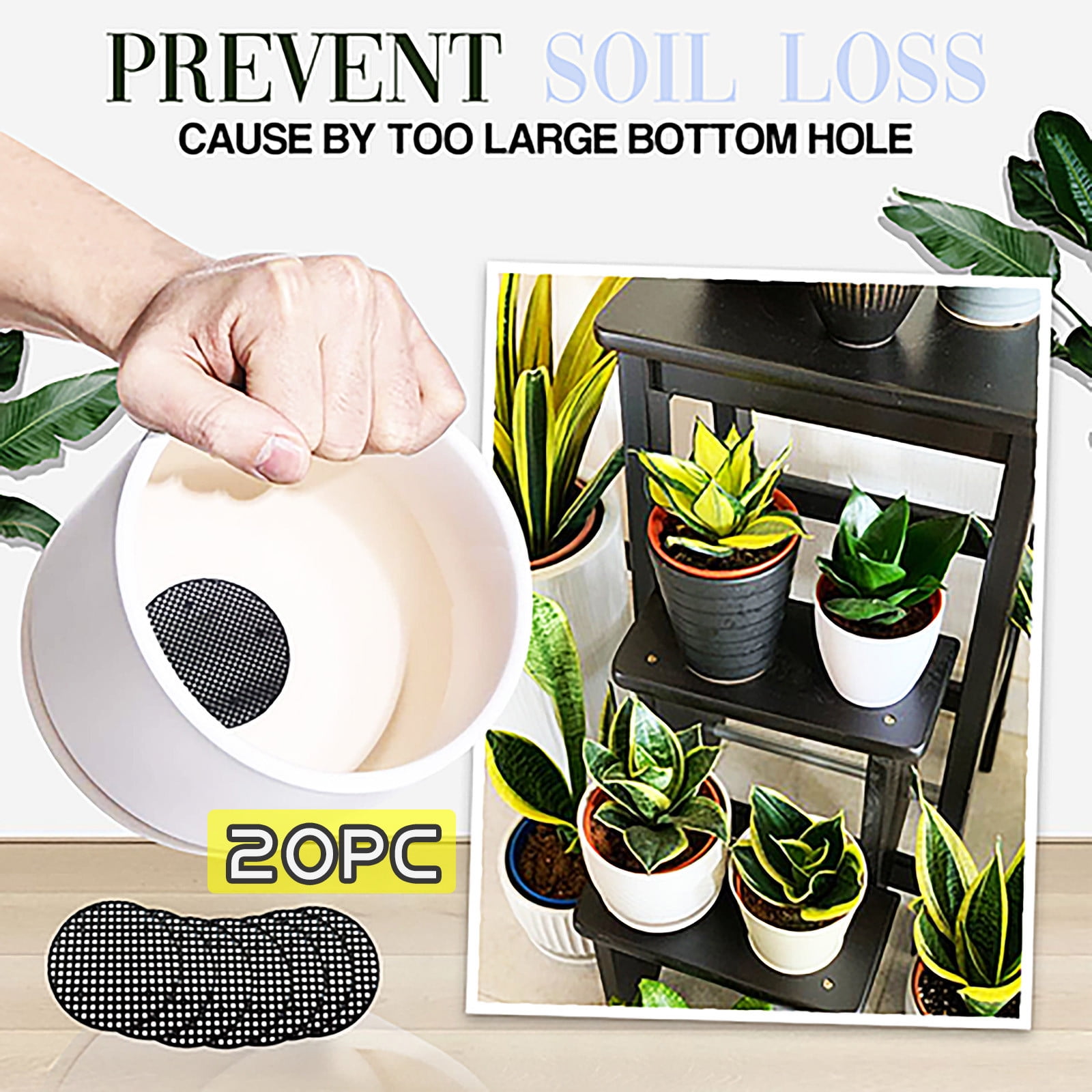 PureCasa 20PCS Small Plastic Planter Liners, 1.8"x1.8" Seepage Pads for ...