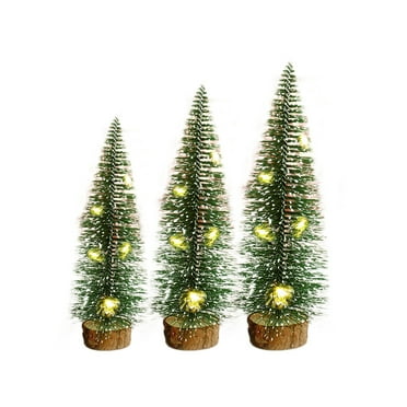 30Pcs Mini Christmas Trees – Bottle Brush Artificial Trees with Wooden ...