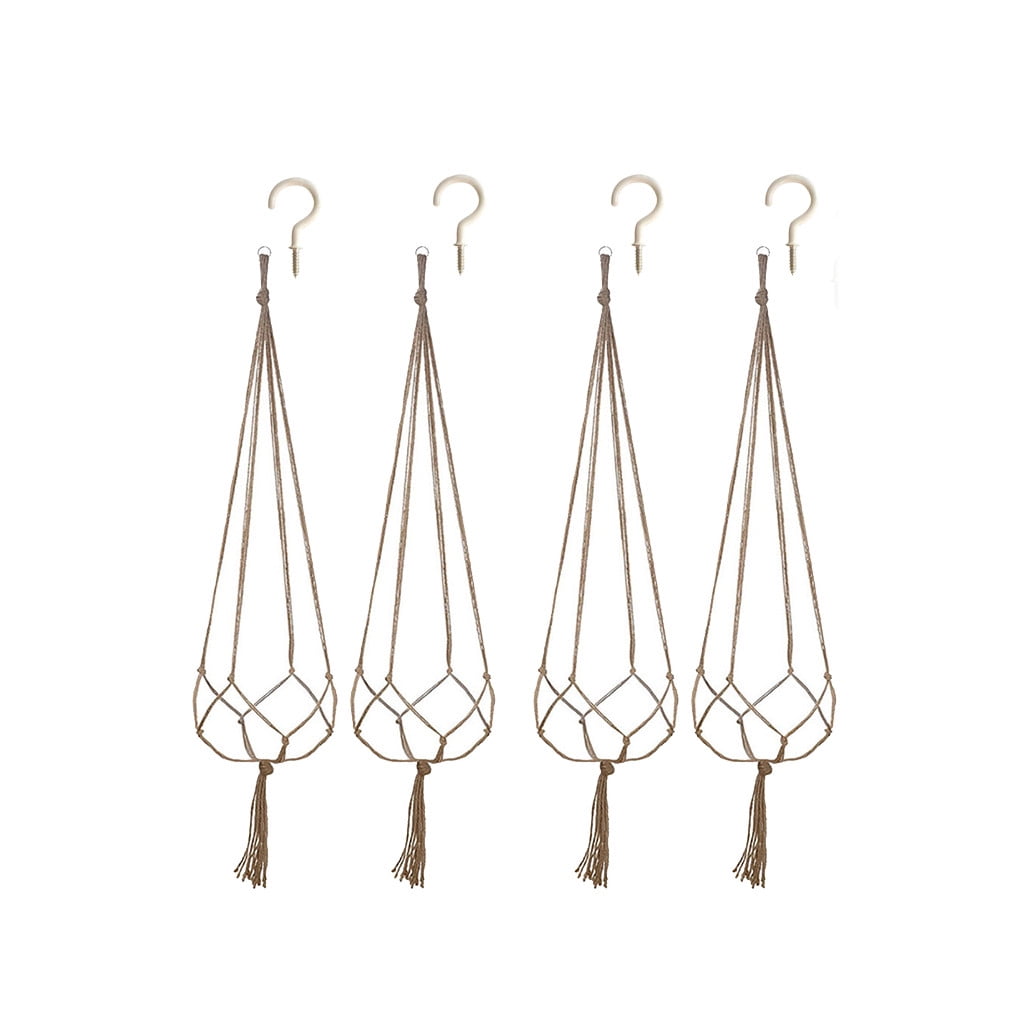 PureCasa 4PCS Macrame Cotton Plant Hanger Ropes, 41.3" Hanging Basket ...