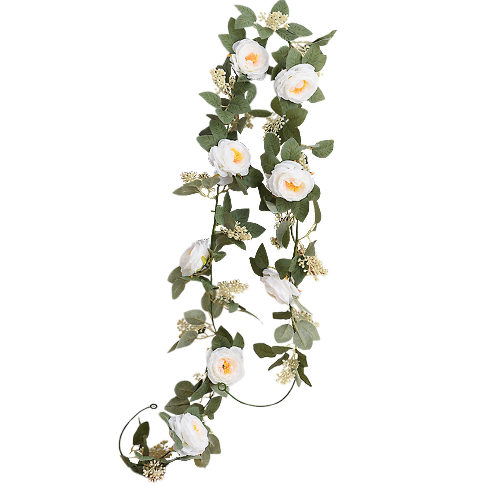 Hgallory Artificial Rose Vine 6.5ft White Rose Garland Fake Silk Flower ...