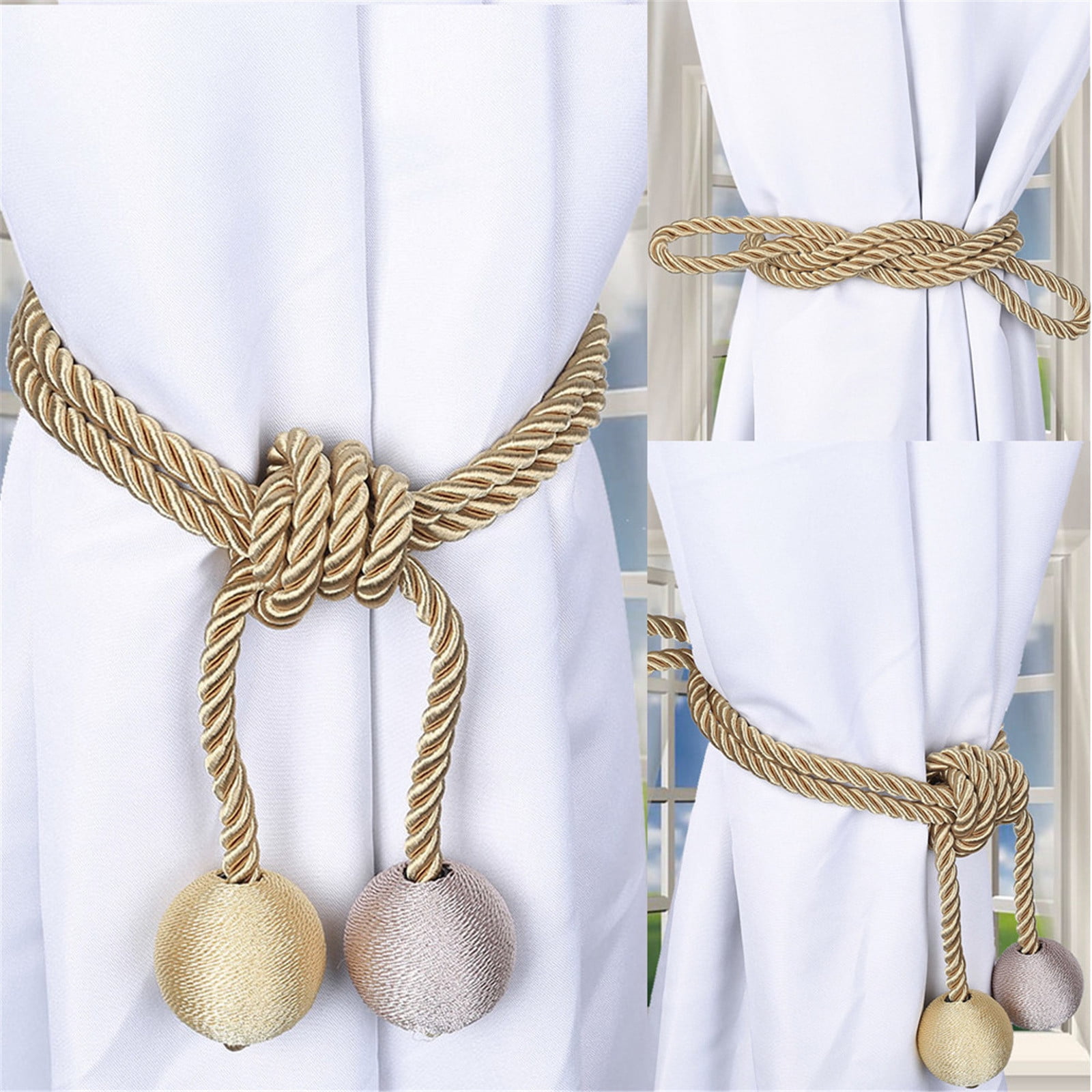 PureCasa Boho Retro Curtain Tie Back Cord 1PC, Rope Drape Tiebacks with ...