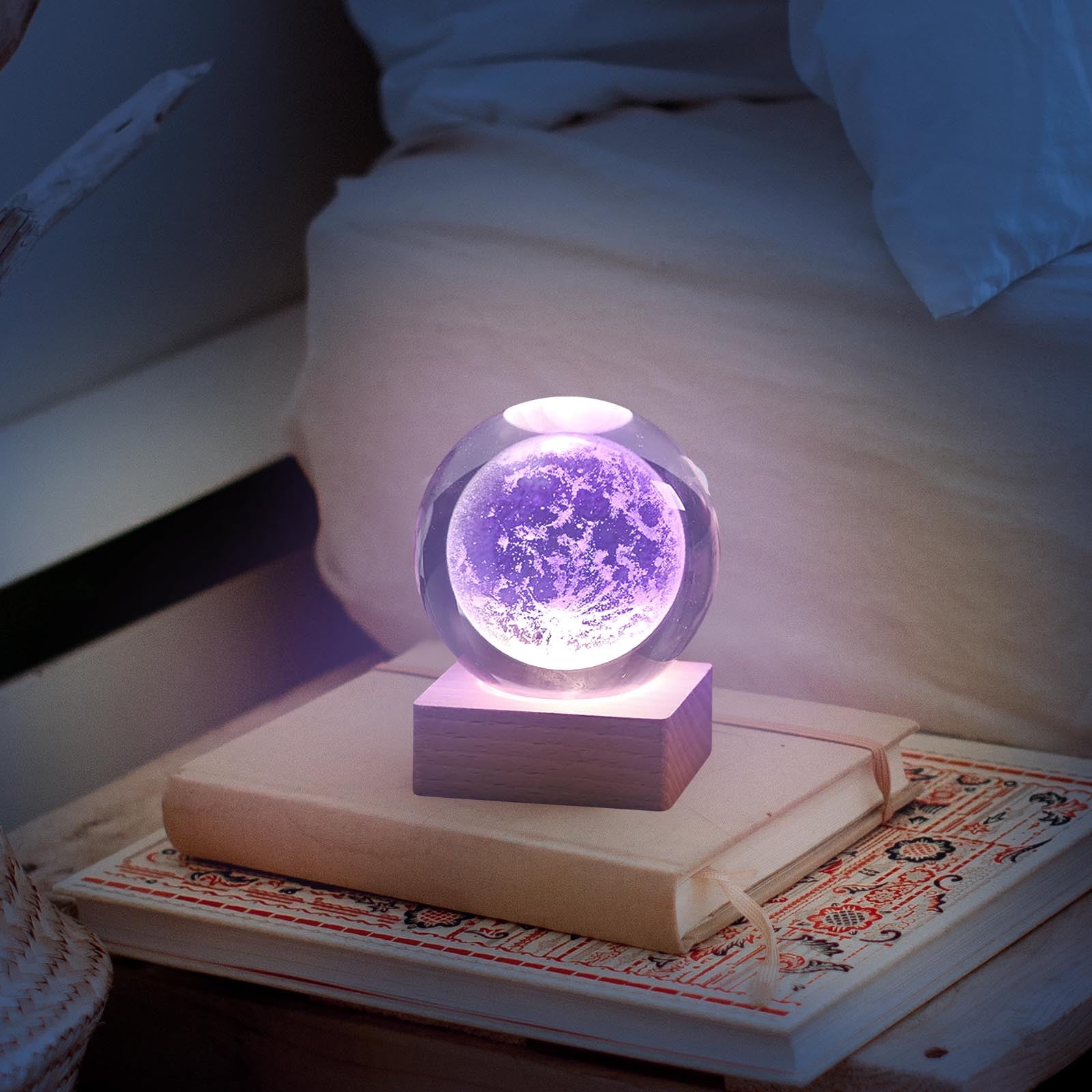 PureCasa Glass Crystal Night Light for Bedroom Desktop Living Room ...